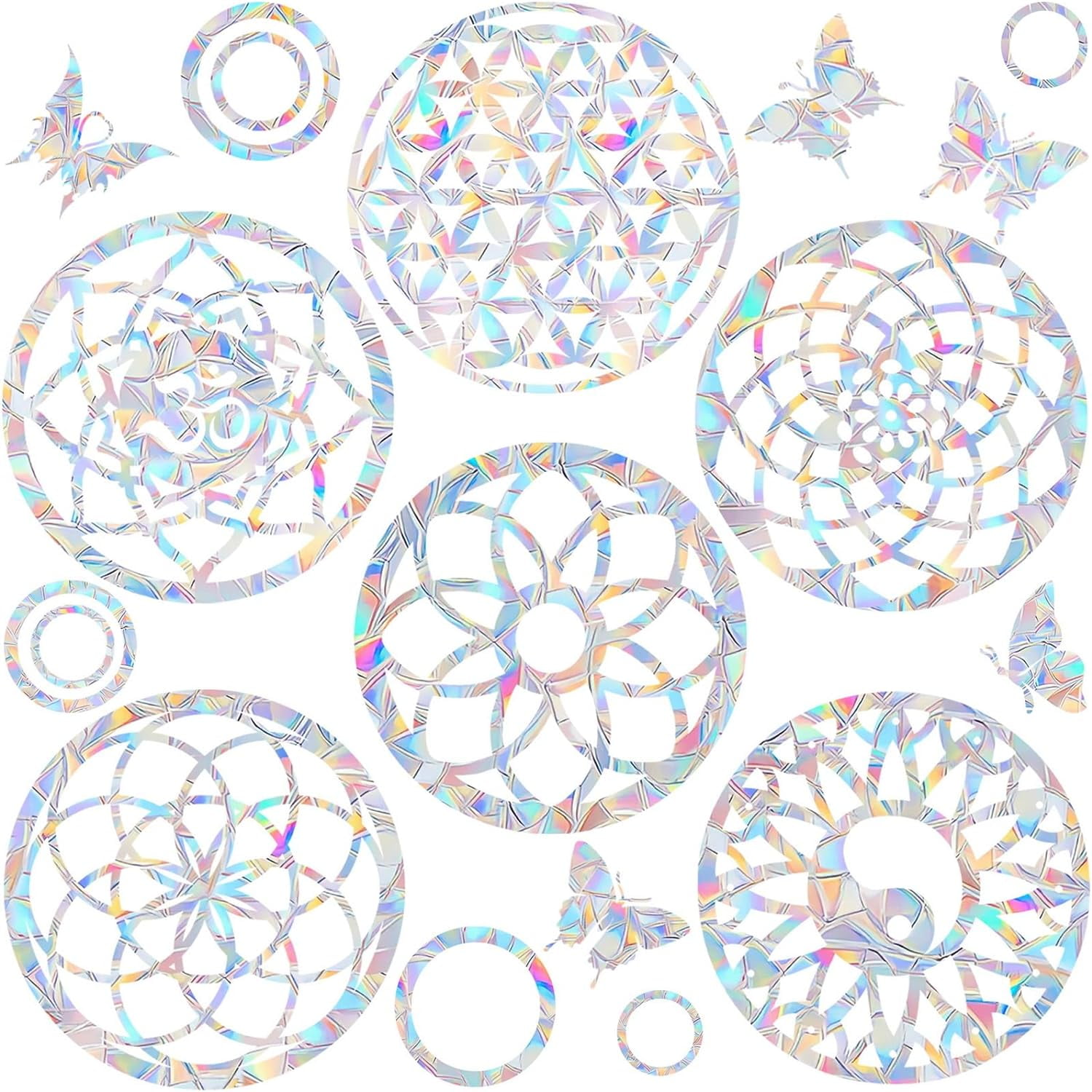 6 Big Mandala Window Decals for Bird Strikes - Anti-Collision Clings to ...