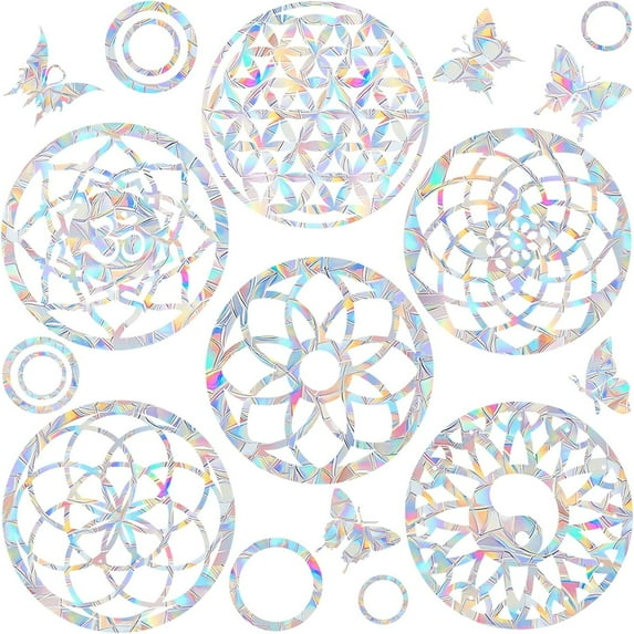 6 Big Mandala Window Decals for Bird Strikes - Anti-Collision Clings to ...
