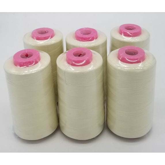 6 Big Spools BUTTERMILK Color Serger Overlocker Quilting Sewing Threads ...
