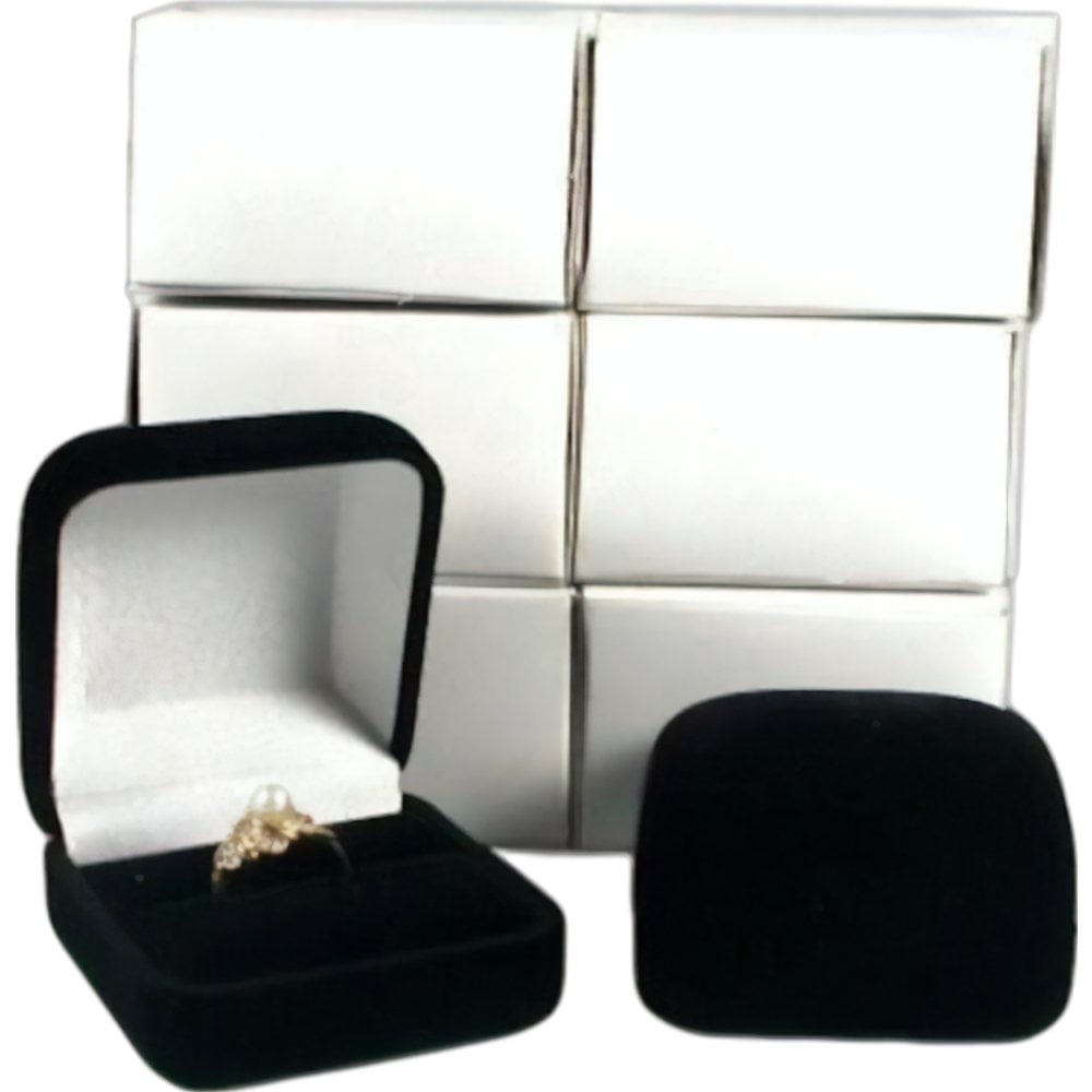 6 Black Flocked Square Ring Gift Boxes Jewelry Displays - Walmart.com