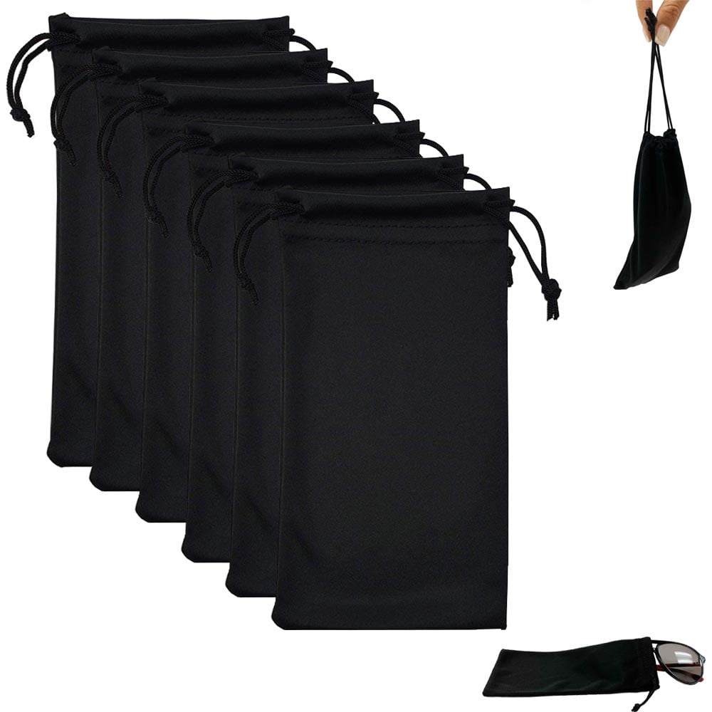Generic 6-Pack Black Microfiber Eyeglass Pouch Bags - Soft Cleaning ...