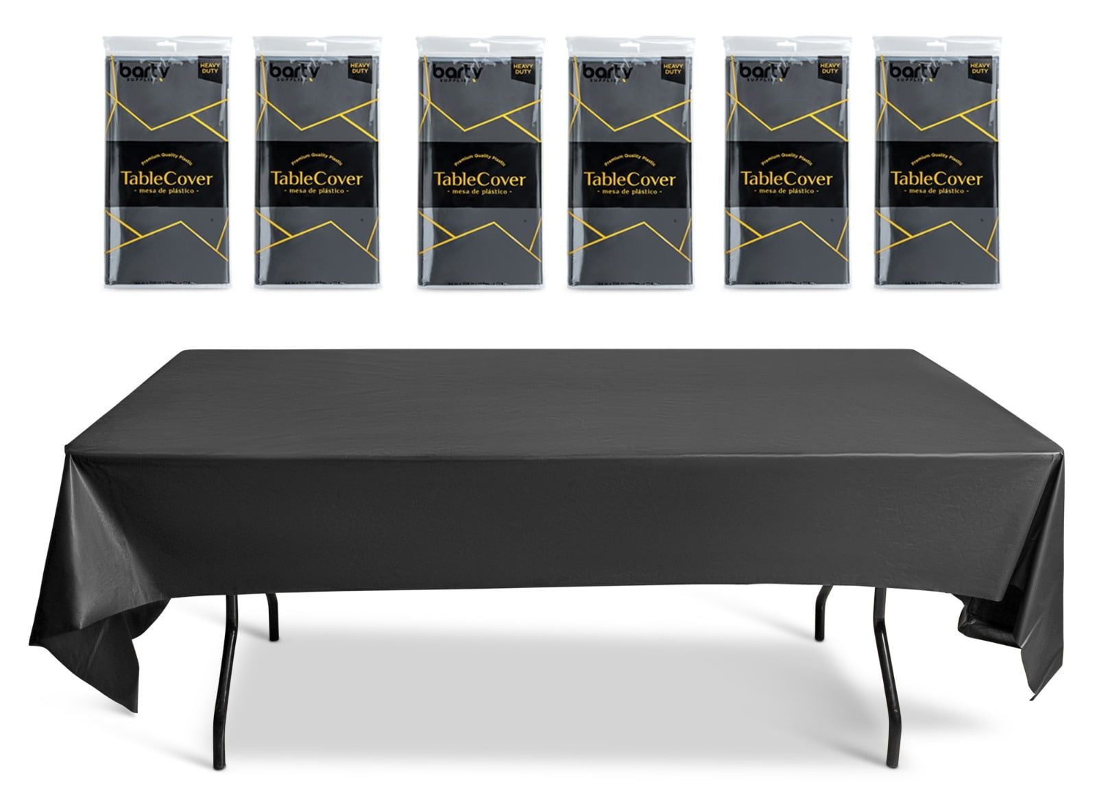 6 Black Plastic Table Cloths, Pack of 6 Black Plastic Tablecloth & 6 ...