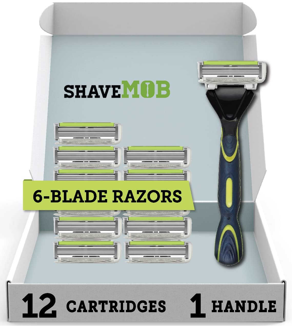 6-Blade Men's Razor Kit (Flex Head Handle + 12 Refills) - The Caveman ...