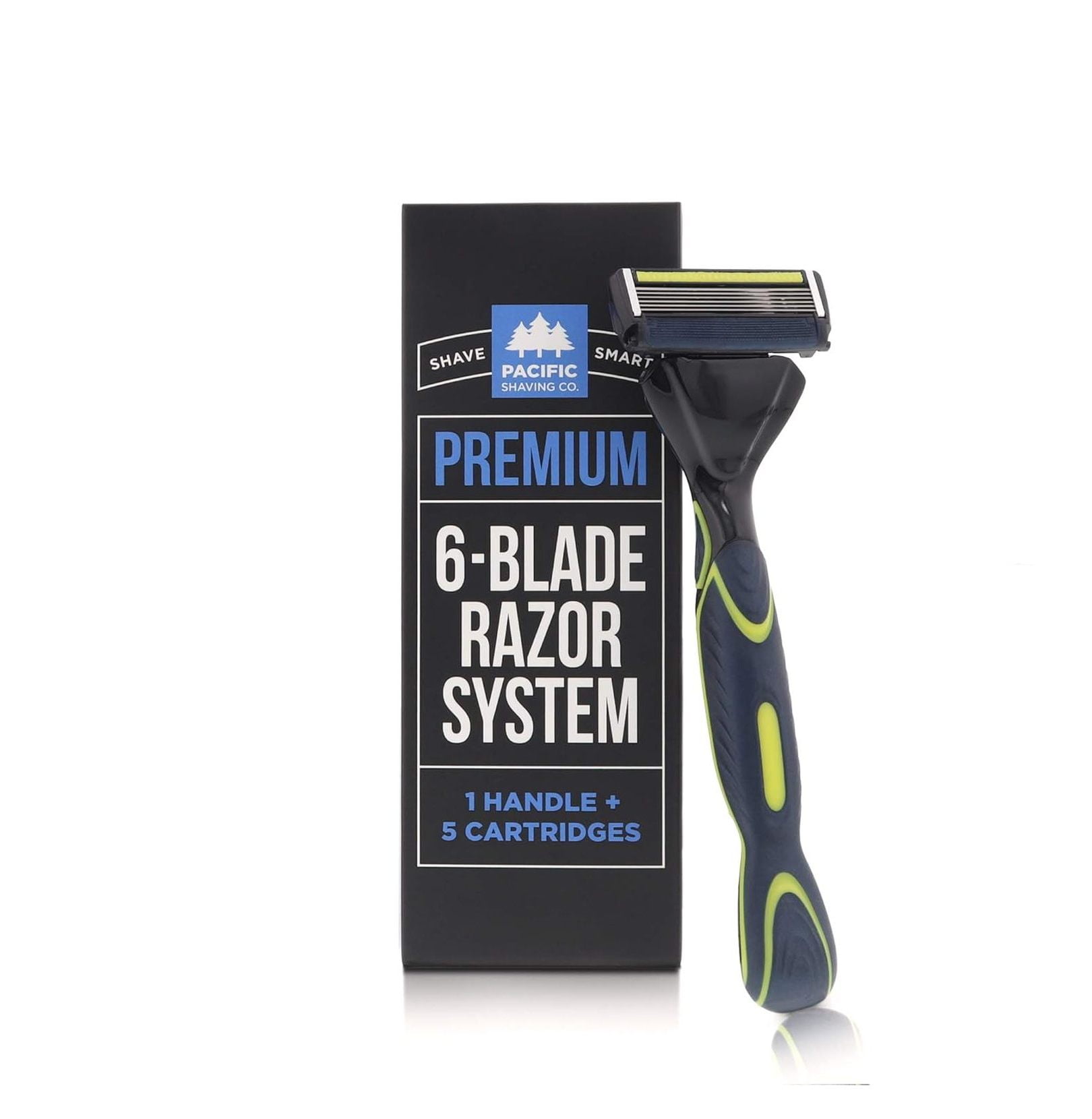 6-Blade Razor System for Men - Pivoting Head, Lubrication Strip & 5 ...