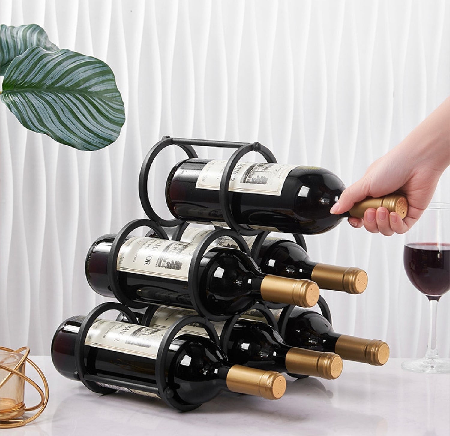 Free Shipping! Bevtee Small Black Metal Wine Rack for Countertop Holds ...