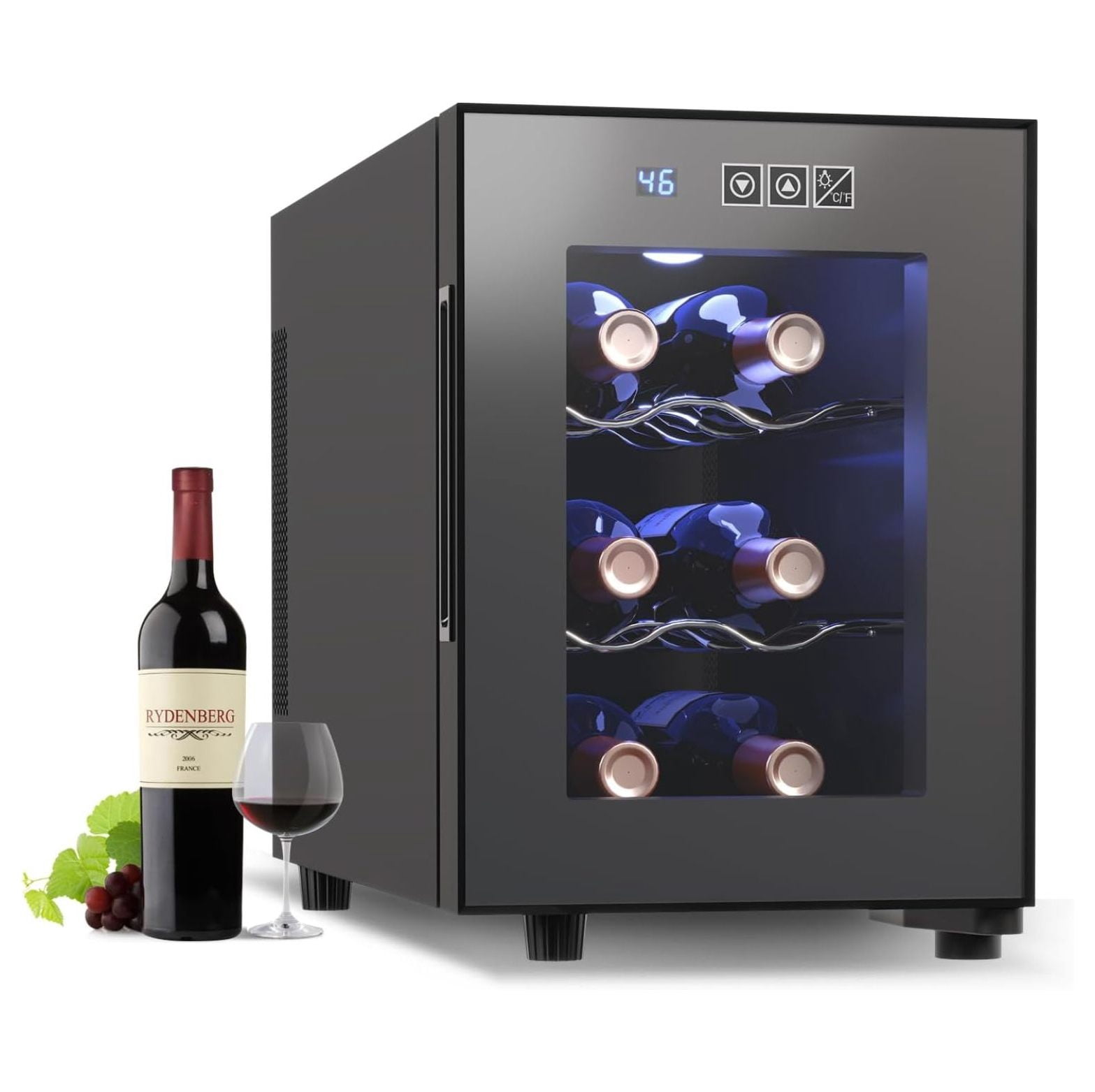 6 Bottle Wine Cooler Refrigerator, Small Wine Fridge, Countertop Wine ...