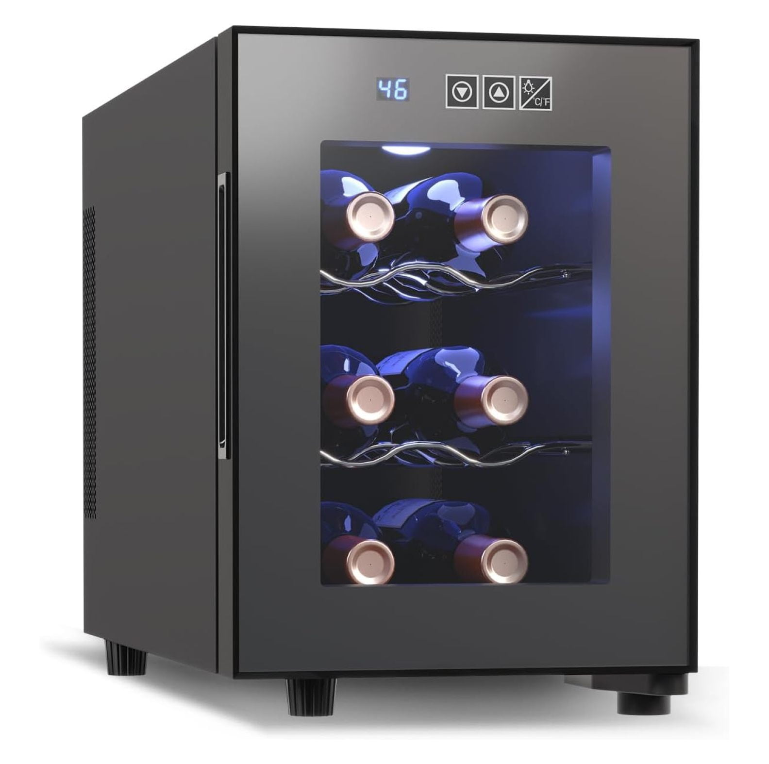 6 Bottle Wine Cooler, Wine Fridge Small with Digital Temperature ...