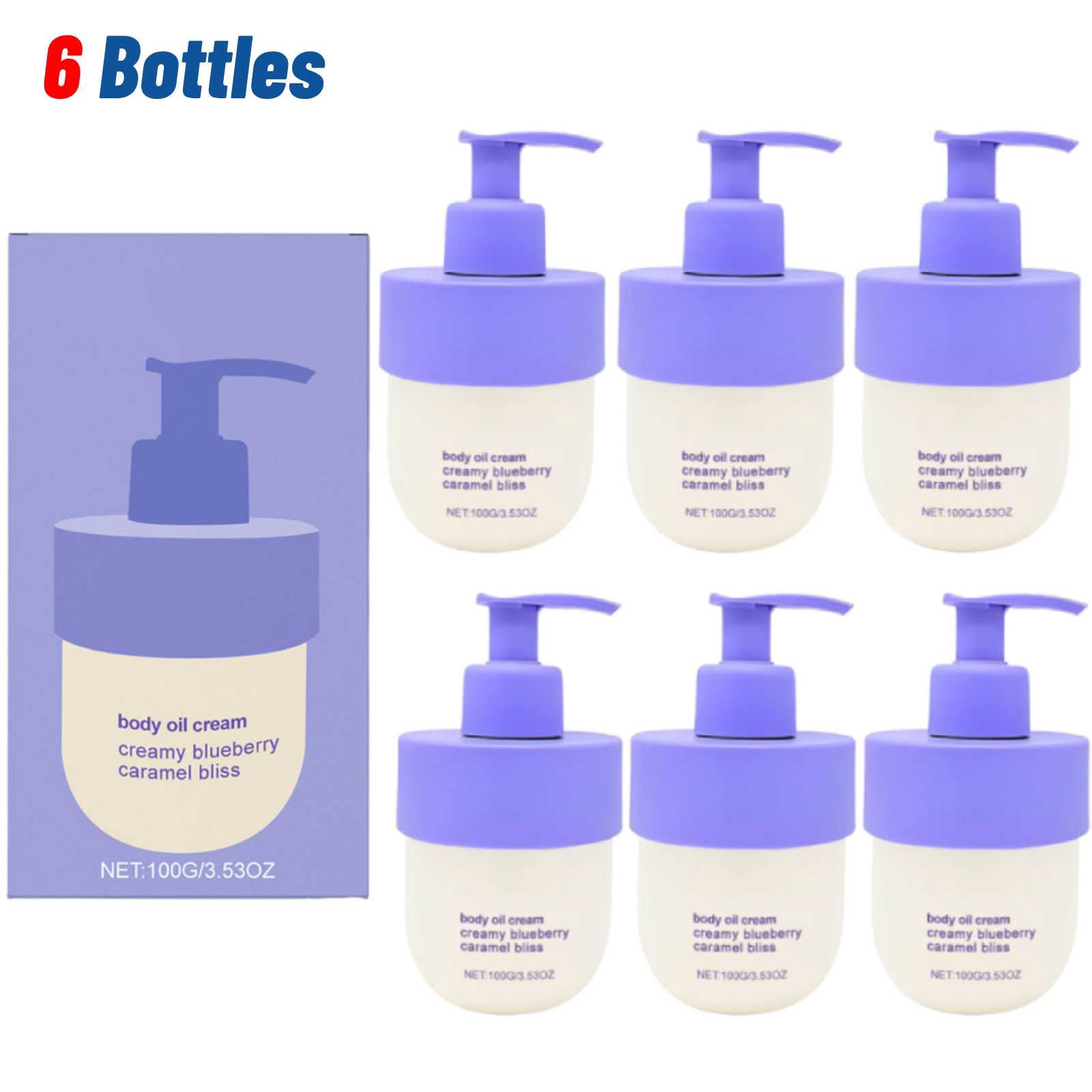 6 Bottles Creamy Blueberry Caramel Body Oil Cream 100G/ 3.53OZ ...