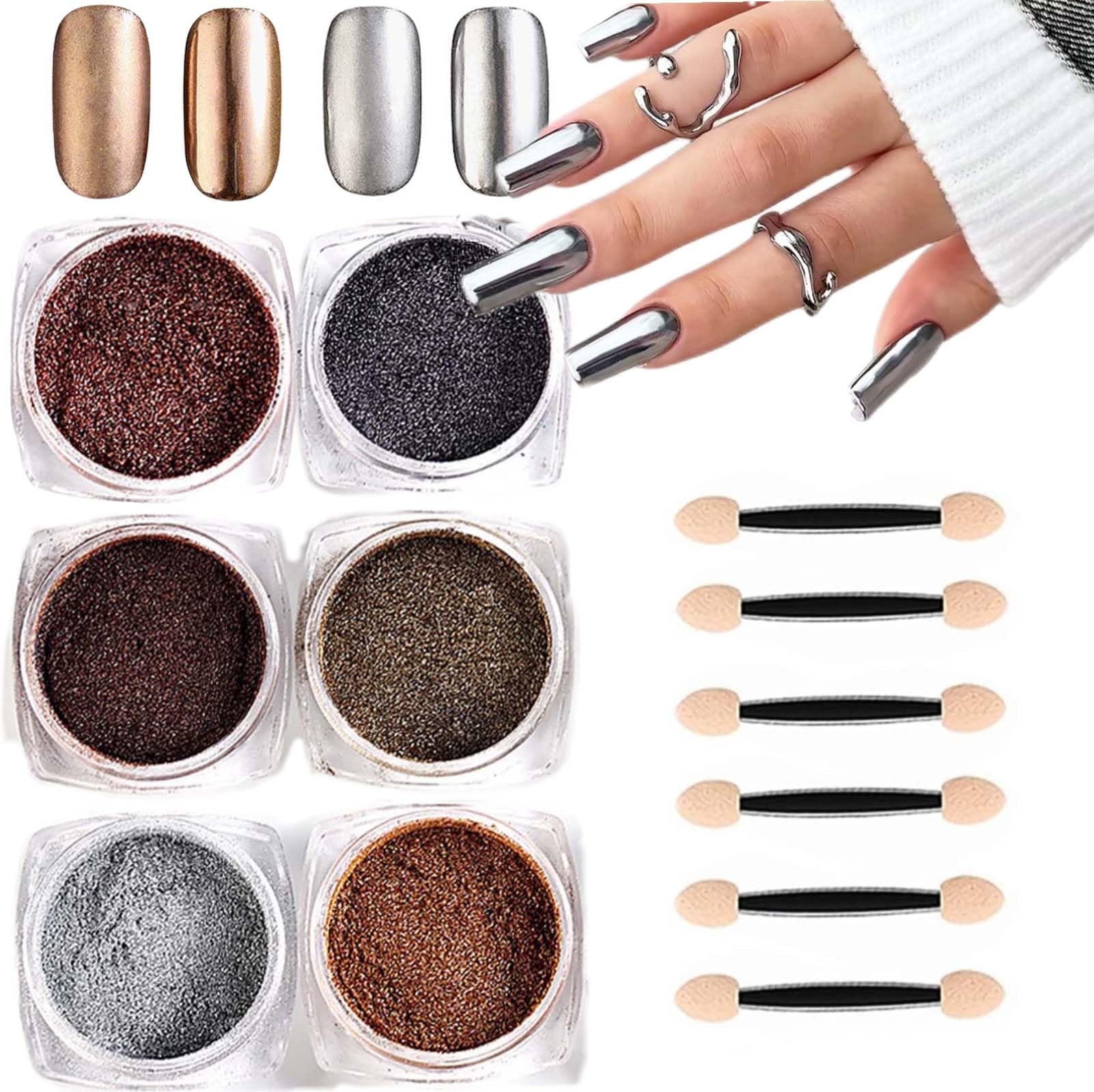 6 Boxes Chrome Nail Powder Metallic Mirror Effect for Nails Holographic ...