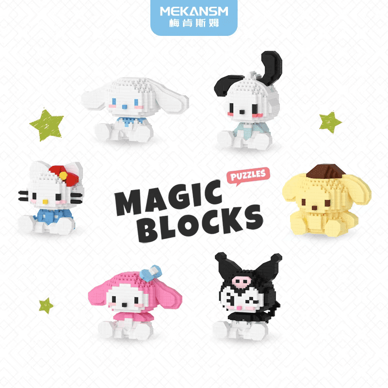 6 Boxes of MEKANSM Sanrio Building Blocks, Cartoon Character Model ...