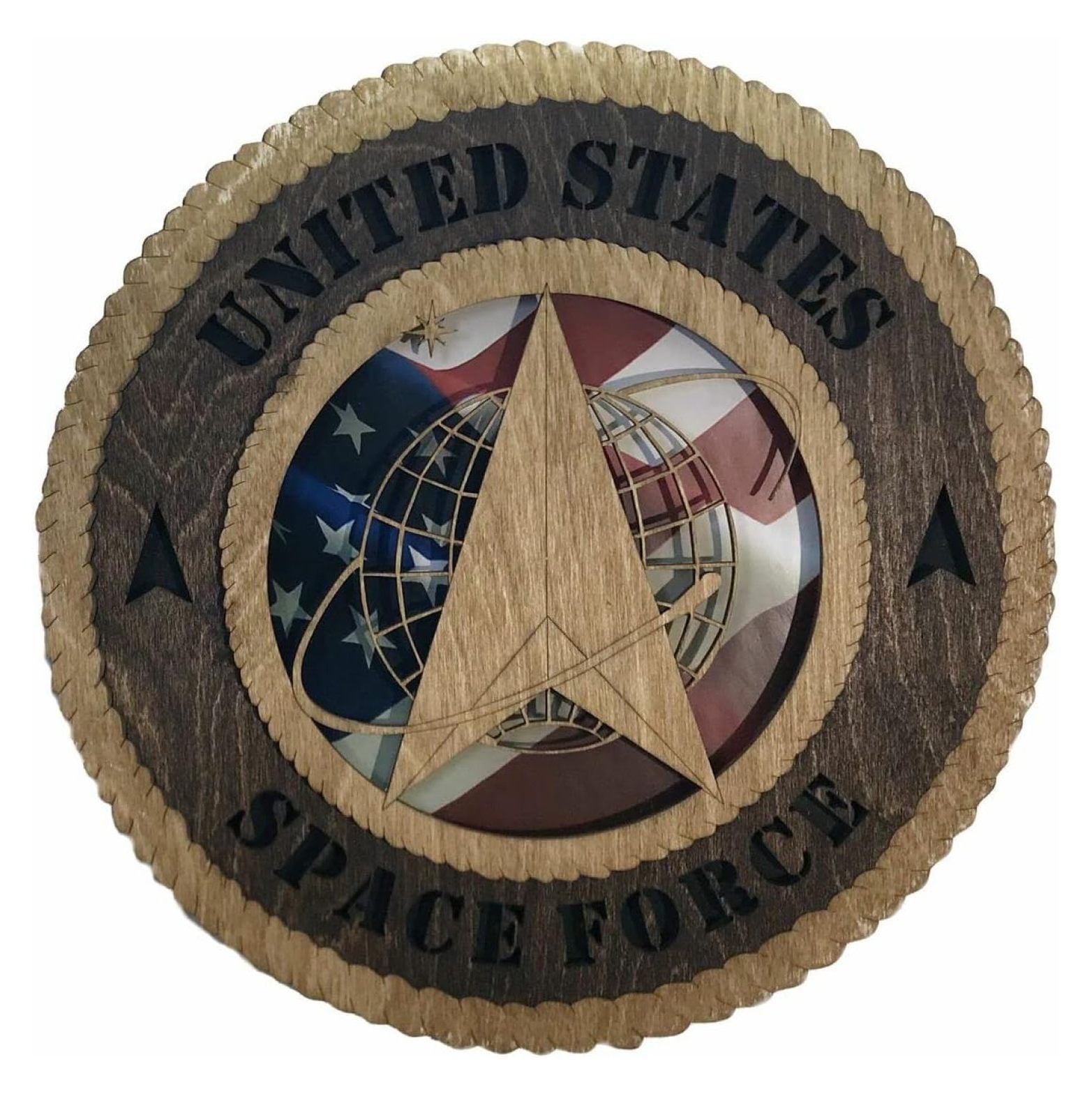6 Branch Set Laser Cut Military 8" Wall Plaques with American Flag Gold ...