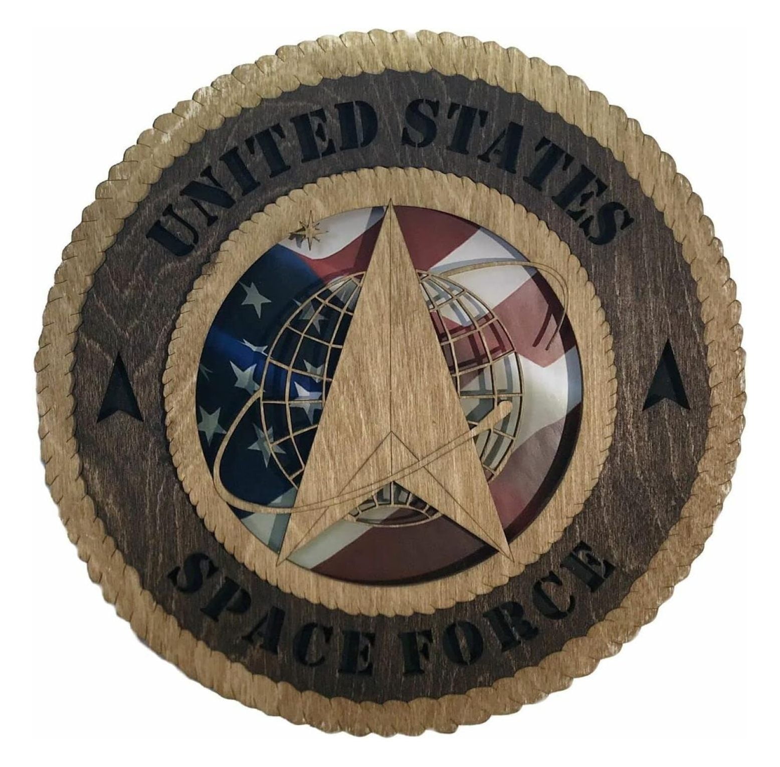 6 Branch Set Laser Cut Military 8" Wall Plaques with American Flag ...