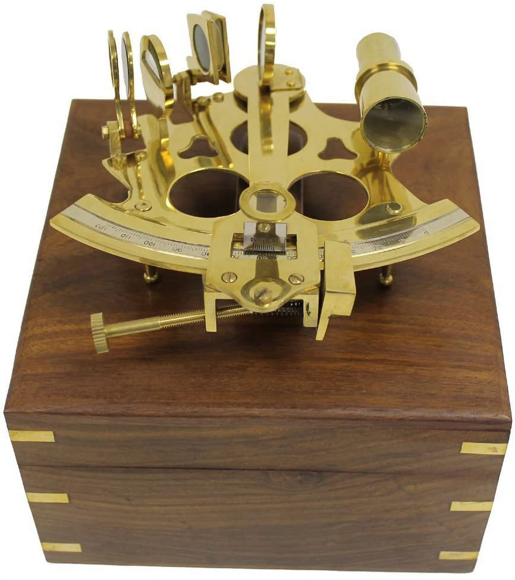 6" Brass Astrolabe Sextant w/ Decorative Wooden Box: Nautical - Walmart.com