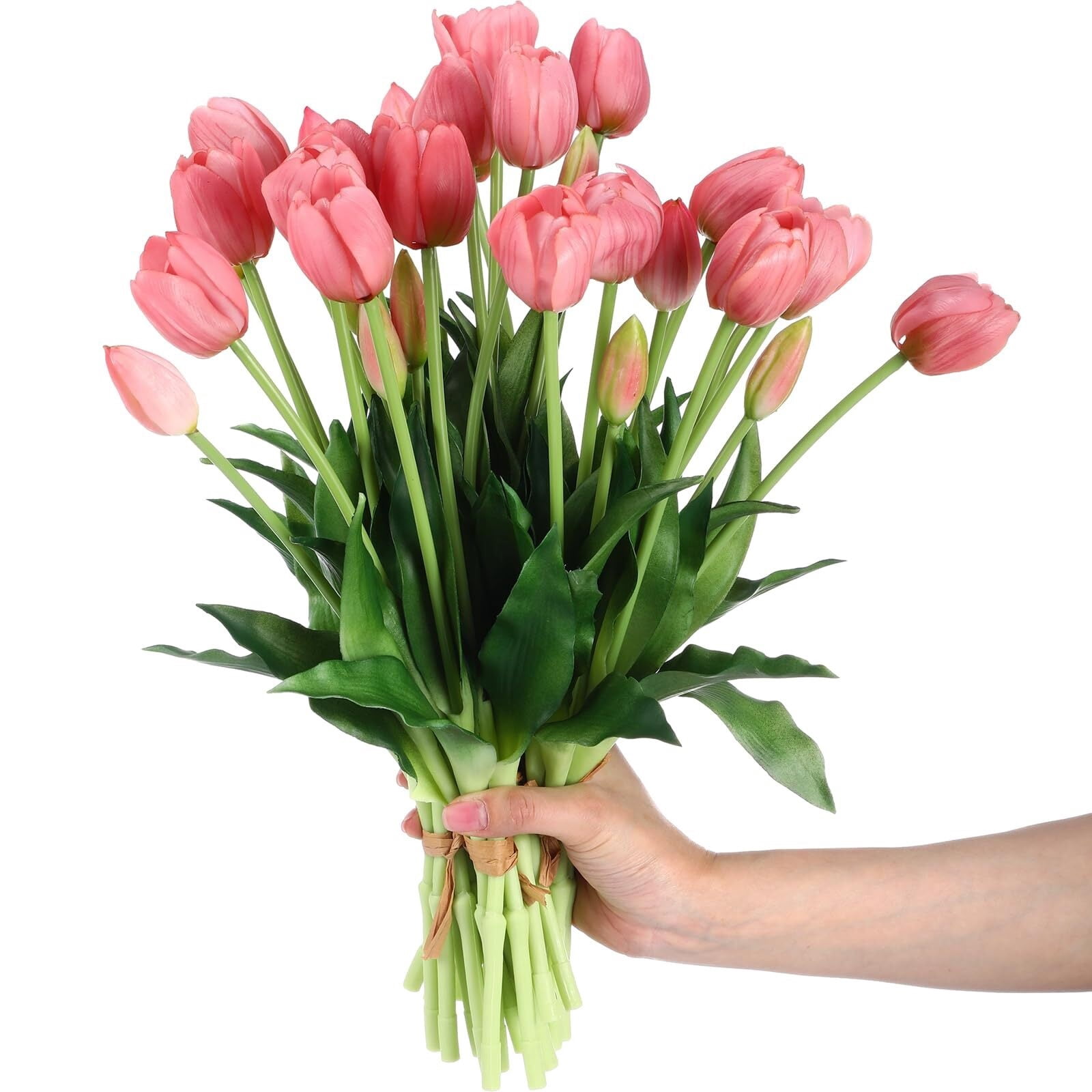 6 Bunches Artificial Tulips Flowers 30 Pcs Real Touch Flower Soft Faux ...