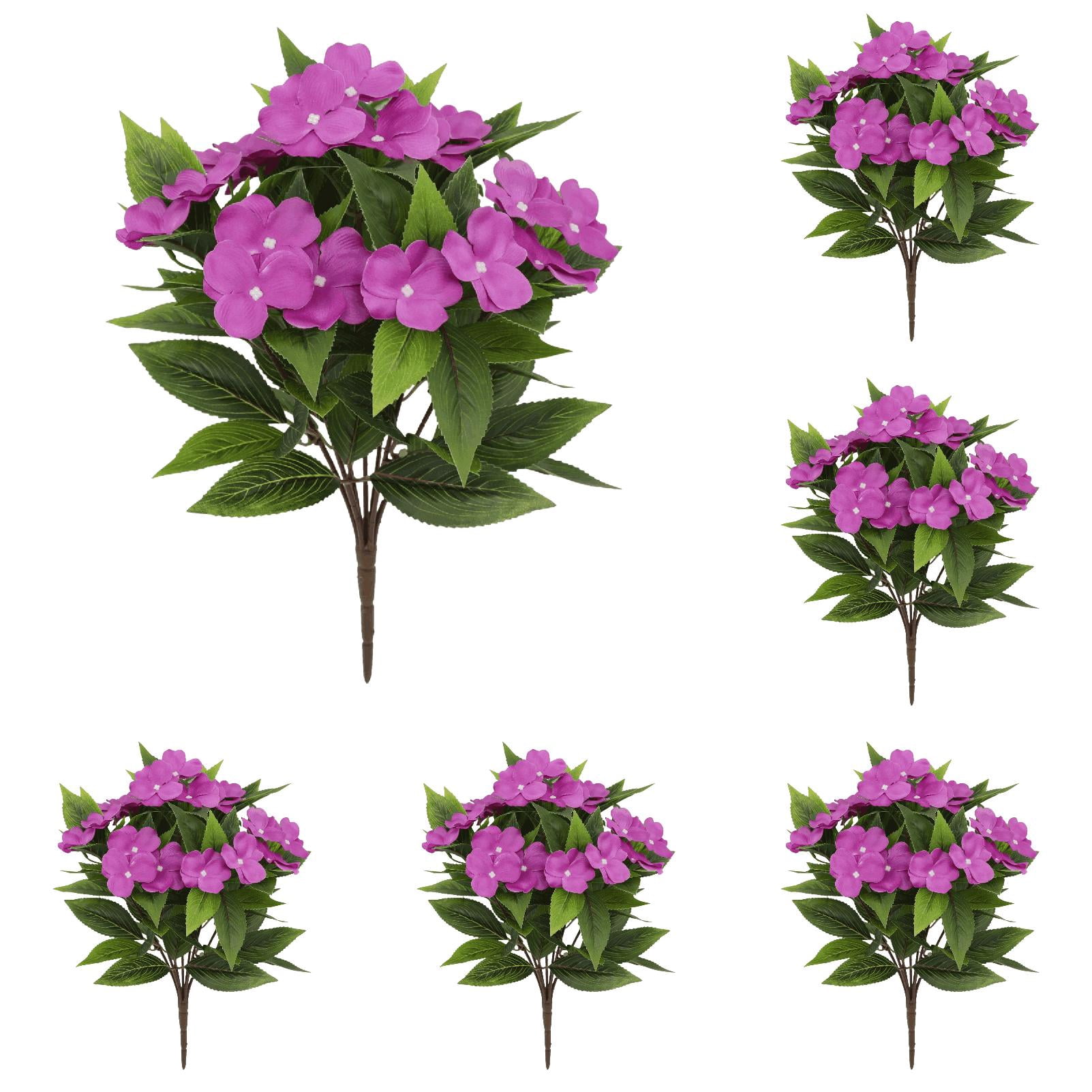 6 Bundles Artificial Azalea Flowers, UV Resistant Fake Flowers & Faux ...