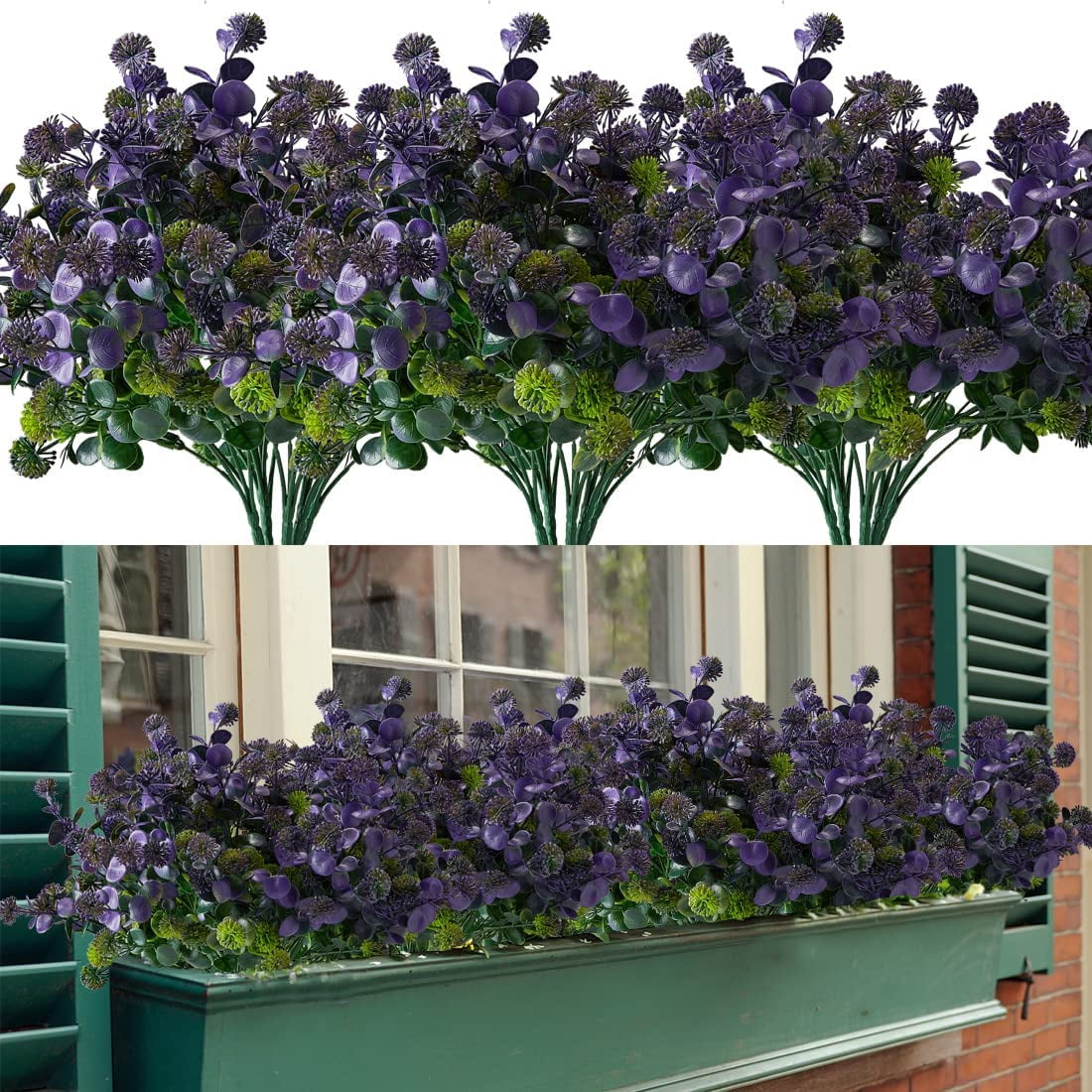 6 Bundles Artificial Eucalyptus Flowers, Fake Artificial Greenery UV ...