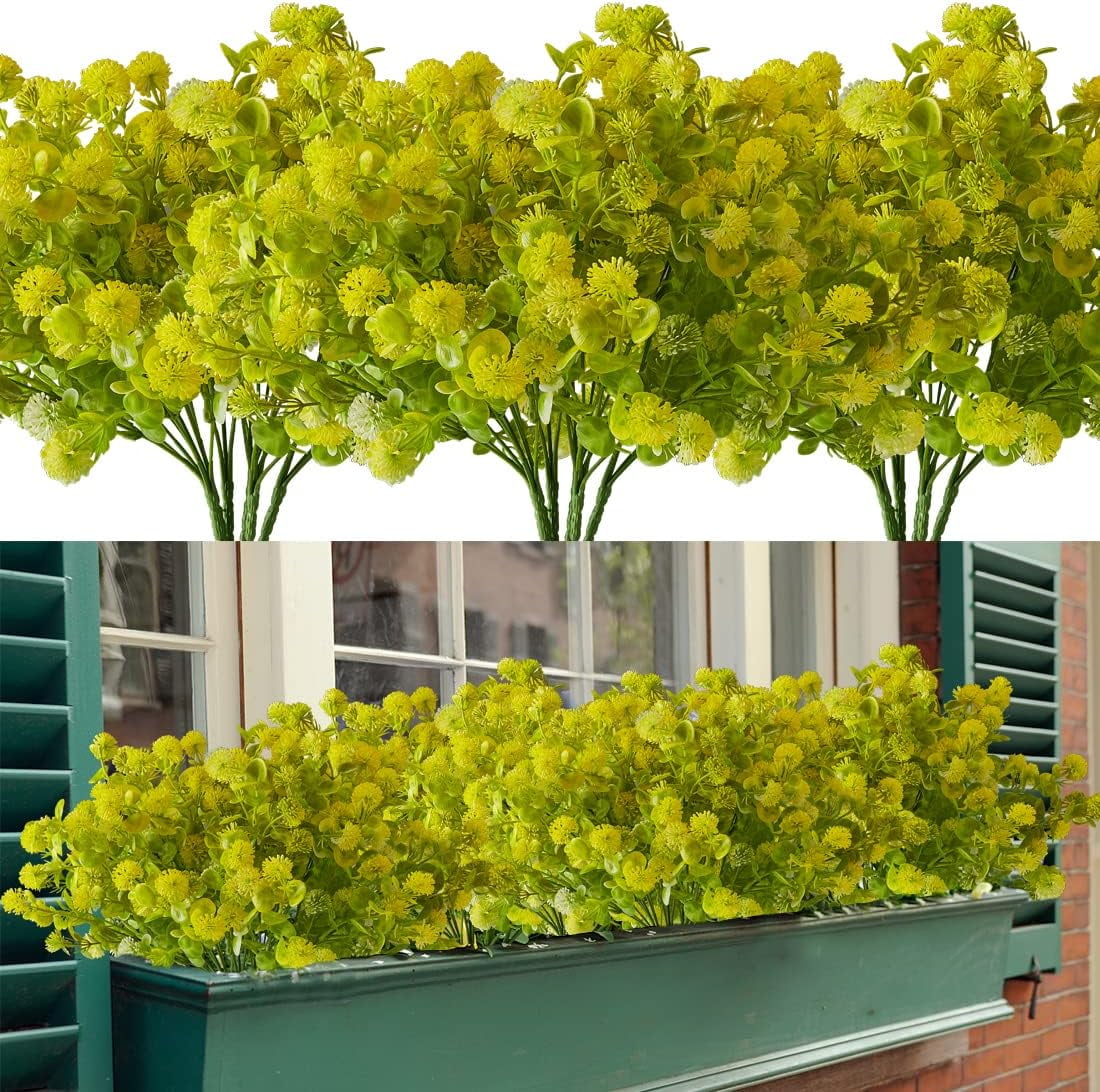 6 Bundles Artificial Eucalyptus Flowers, Fake Artificial Greenery UV ...