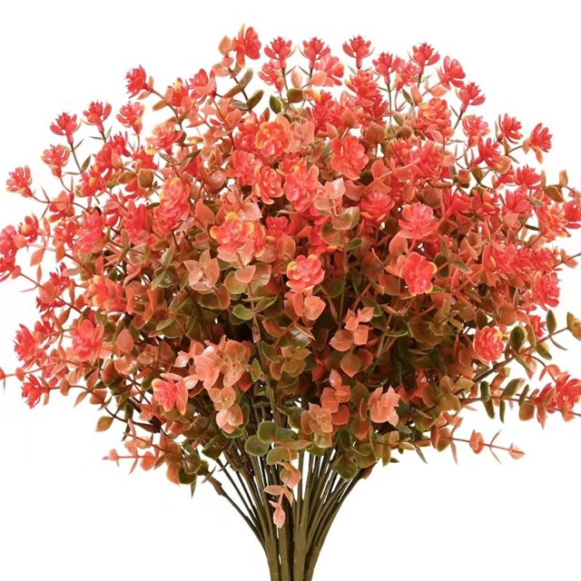 6 Bundles Artificial Fall Flowers, Outdoor UV Resistant Flowers Shrubs ...