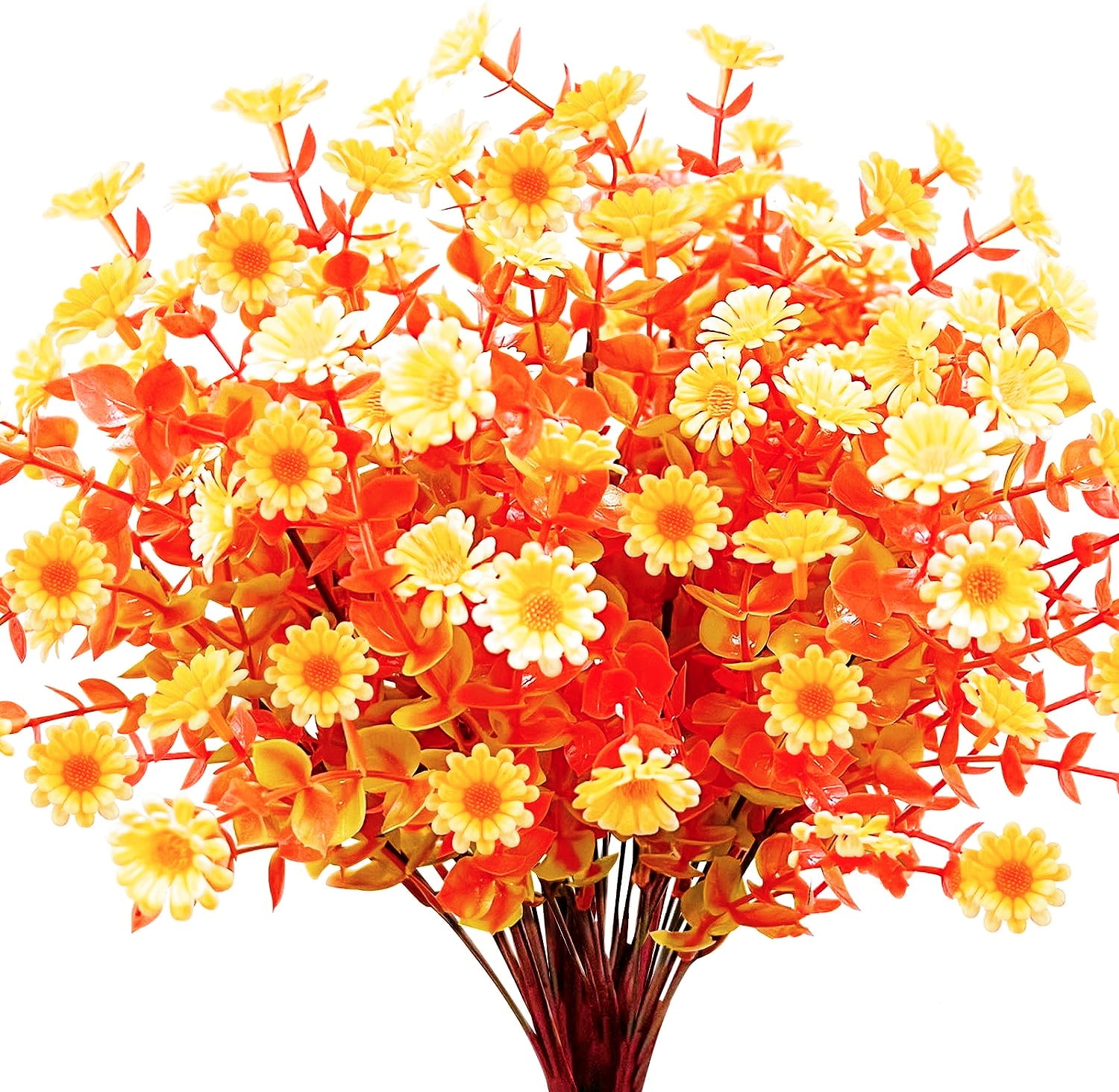 6 Bundles Artificial Fall Flowers, Outdoor UV Resistant Flowers Shrubs ...