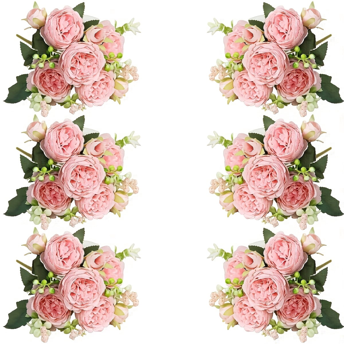 6 Bundles of Artificial Peony Bouquet | Maintenance-Free, Vibrant ...