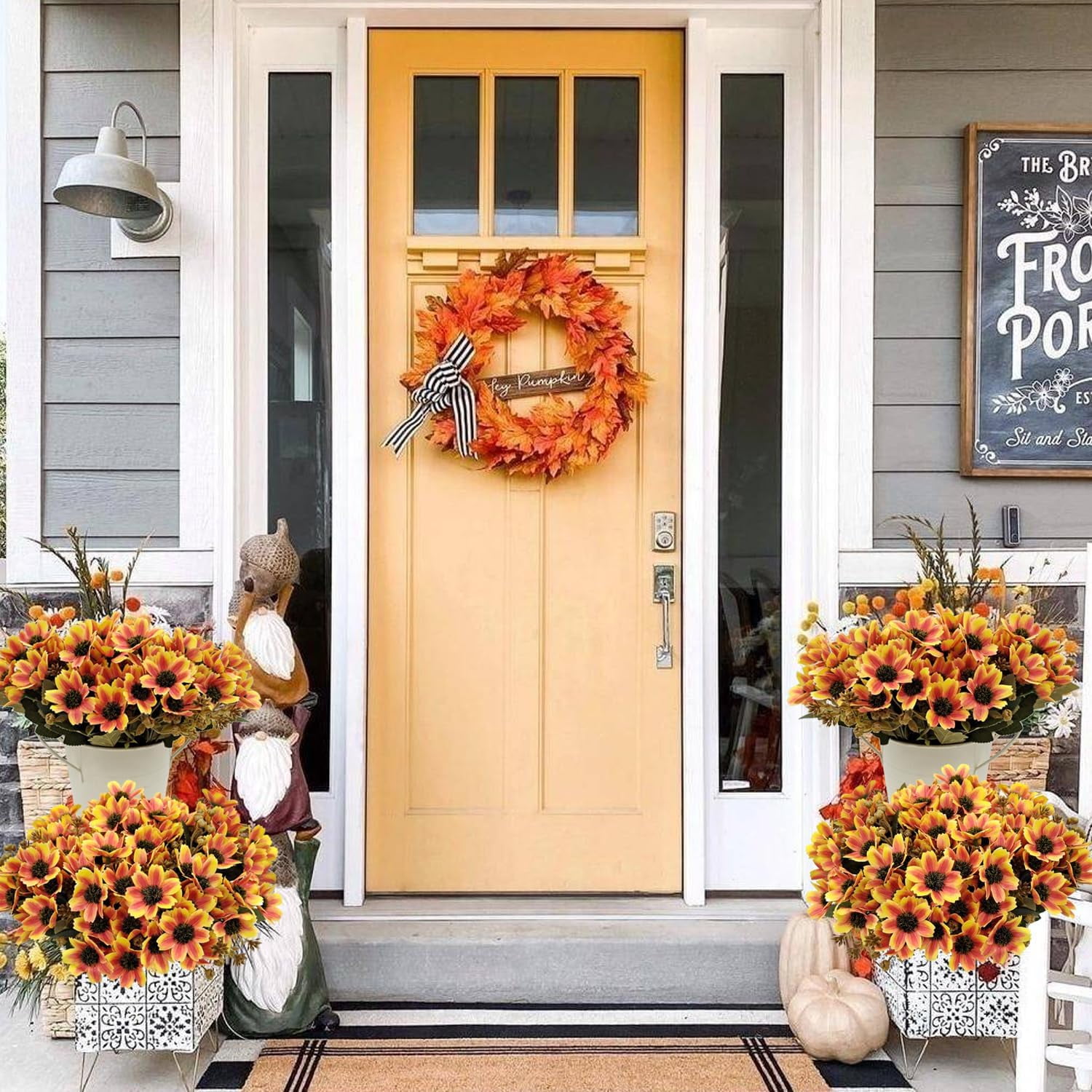 6 Bundles Artificial Silk Fake Fall Mums Daisy Flowers Faux Plastic ...