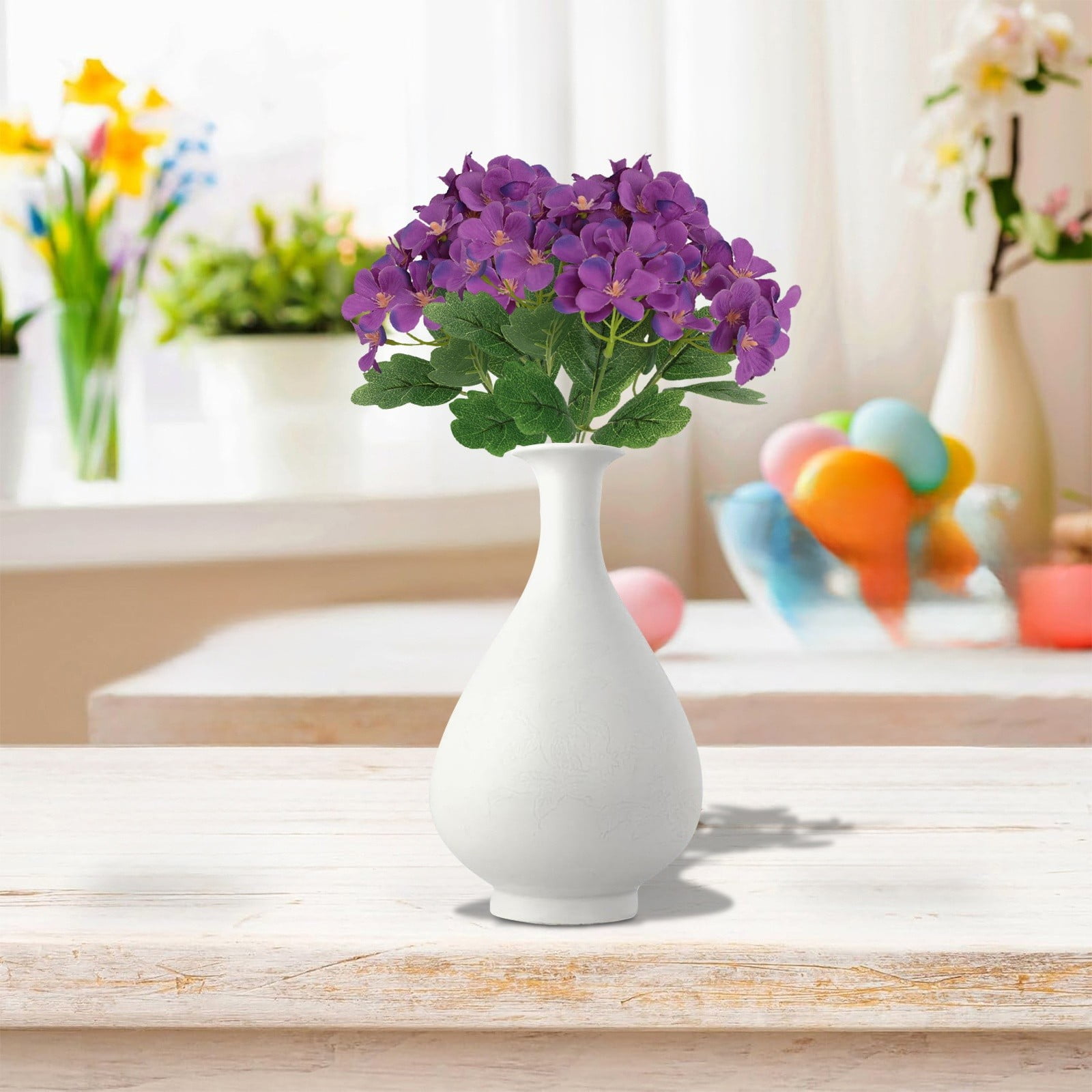 6 Bundles Fake Flowers, Mini Artificial Faux Flowers Indoor with ...