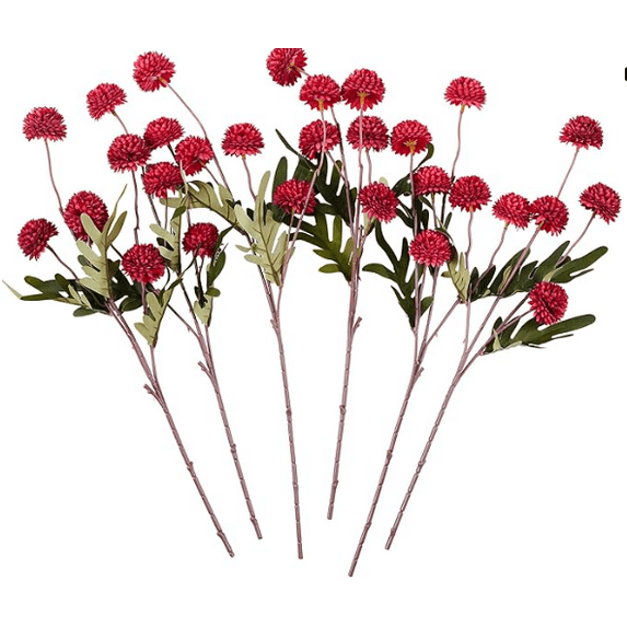 6-Bundles Fake Pompon Mum Mini Chrysanthemums, Artificial Flowers with ...