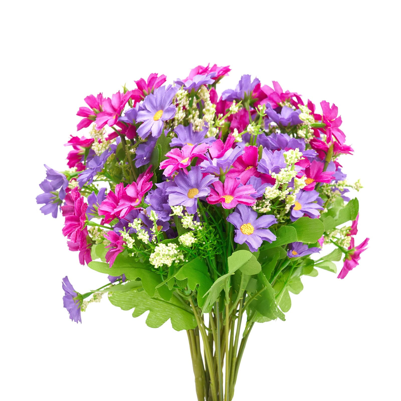 6 Bundles Outdoor Artificial Flowers, Faux Daisy Mums Flowers UV ...