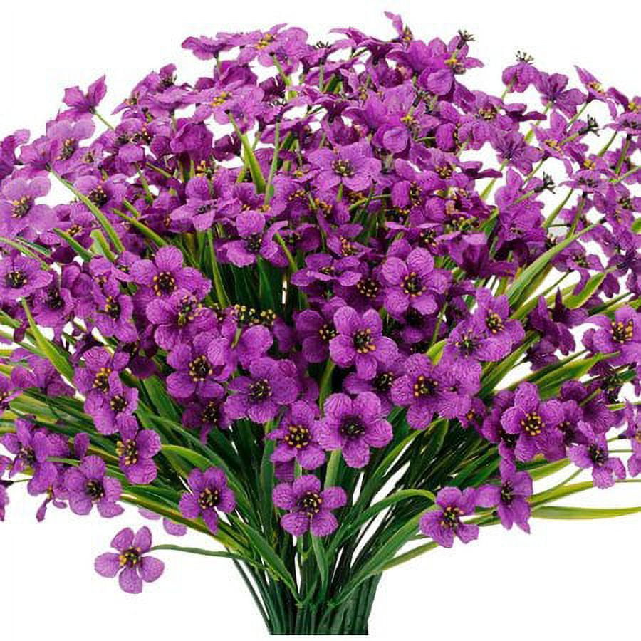 6 Bundles Outdoor Artificial Flowers Faux Plastic Plants Greenery ...