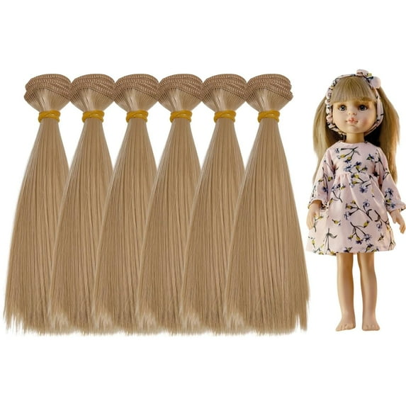 6 Bundles Straight Wig Dark Khaki Wig Hair 15cm/5.9inch Straight Wig ...