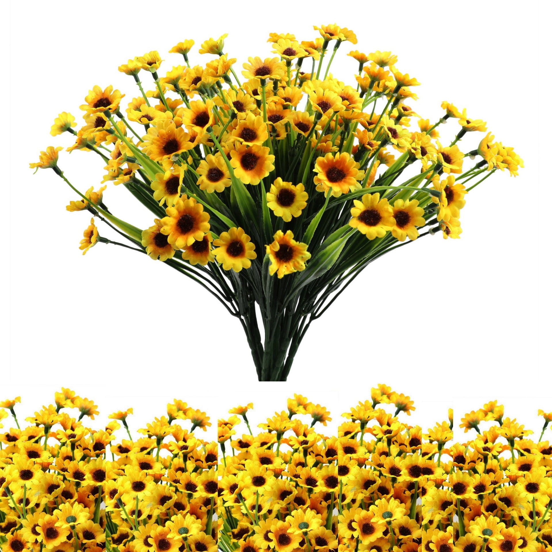 6 Bundles Sunflowers Artificial Daisy Flowers No Fade Summer Fall ...