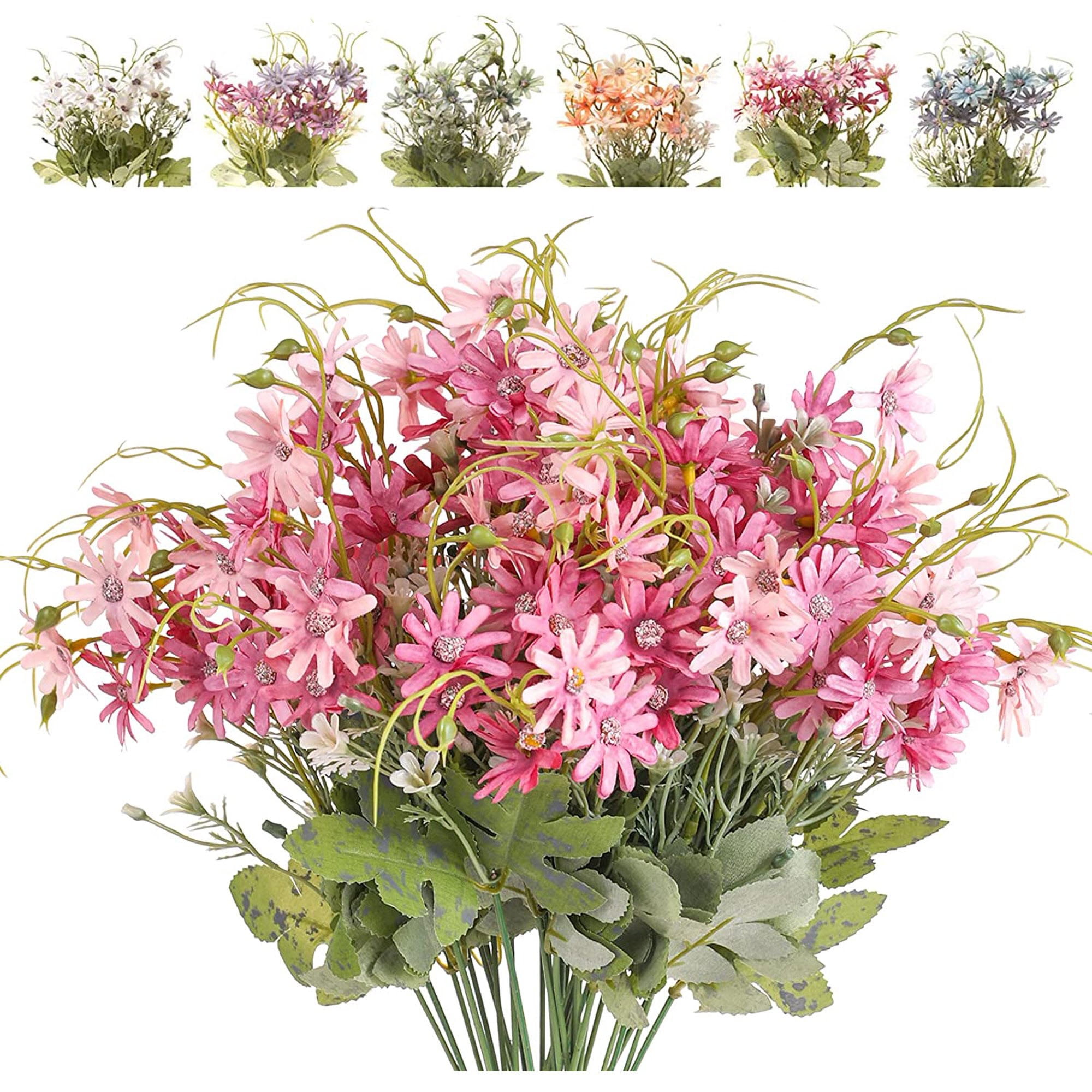 6 Bundles Wildflowers Artificial Flowers Outdoor Fake Daisy UV ...