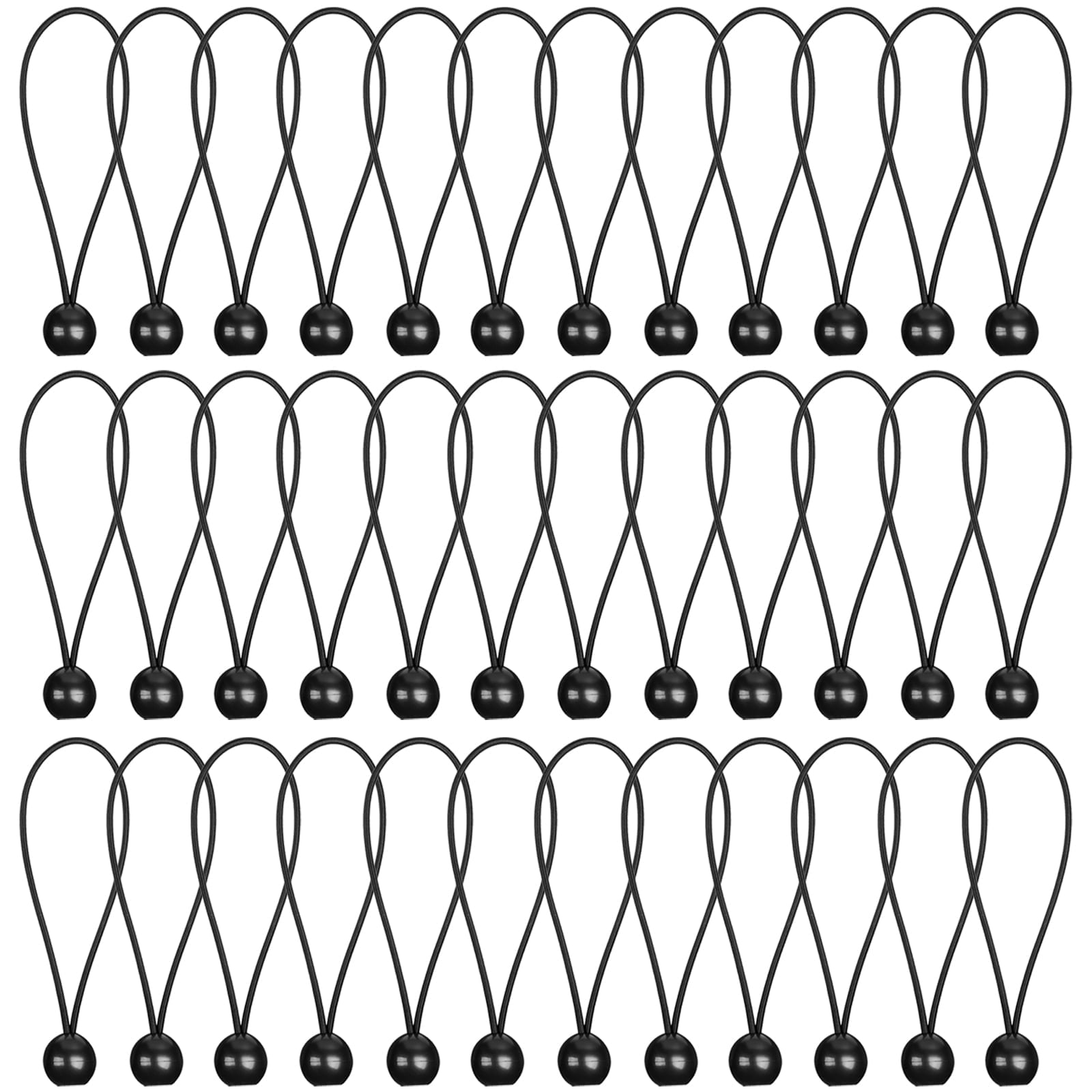 6" Bungee Cords with Balls (36 Pack, Black) - Antioxidant, UV Resistant ...