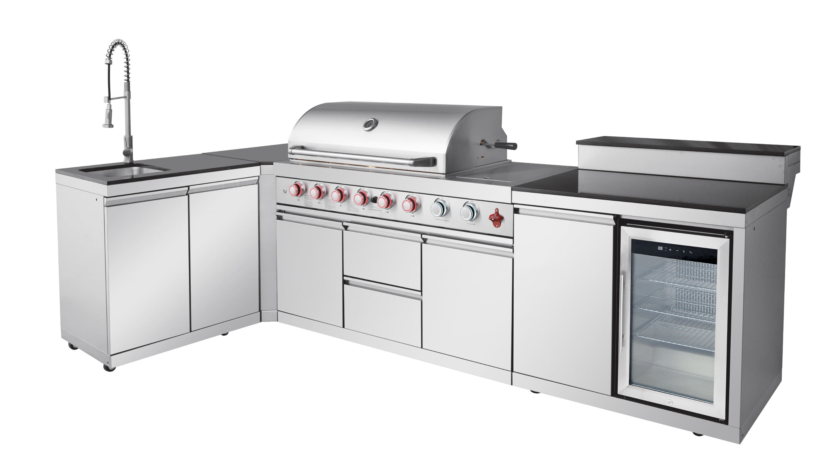 6-Burner 95500 BTU Deluxe Stainless Steel Gas Outdoor Kitchen Bar ...