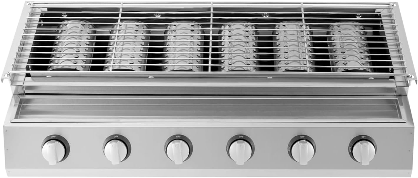 6-Burner BBQ Griller Countertop Gas Grill with Lifting Adjusting Device ...