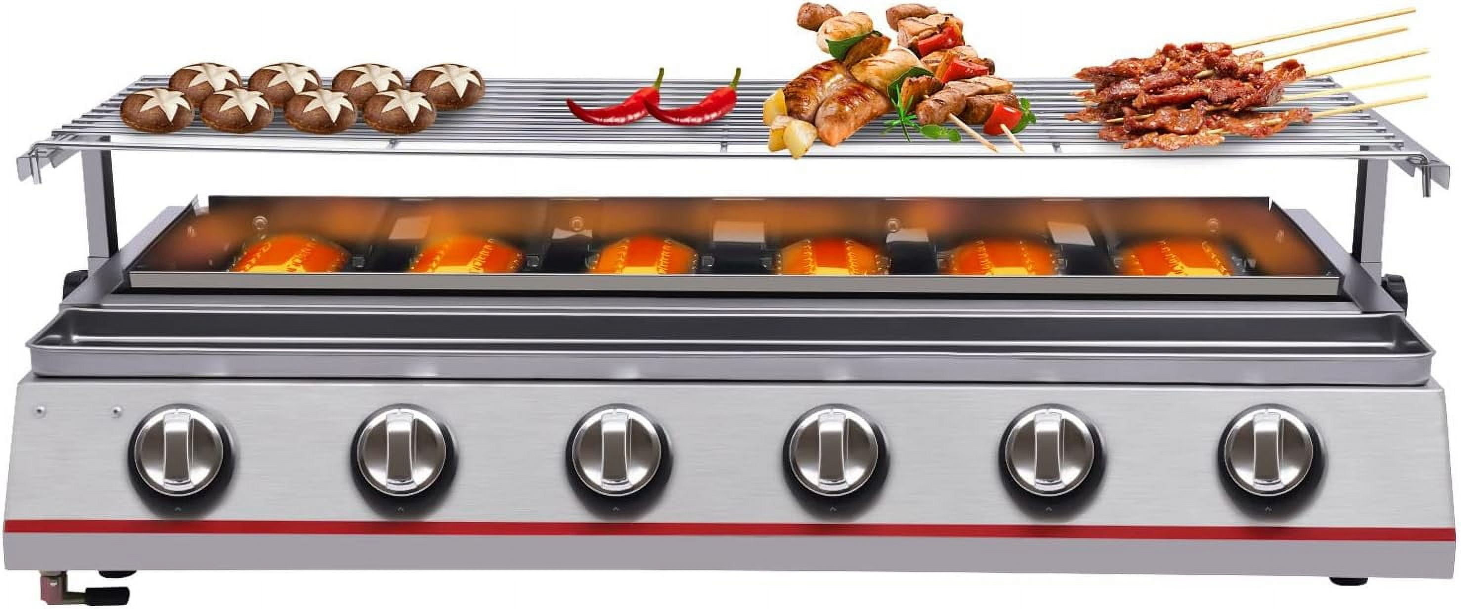 6 Burner Gas BBQ Grill Stainless Steel Barbecue Picnic Table Top Grill ...