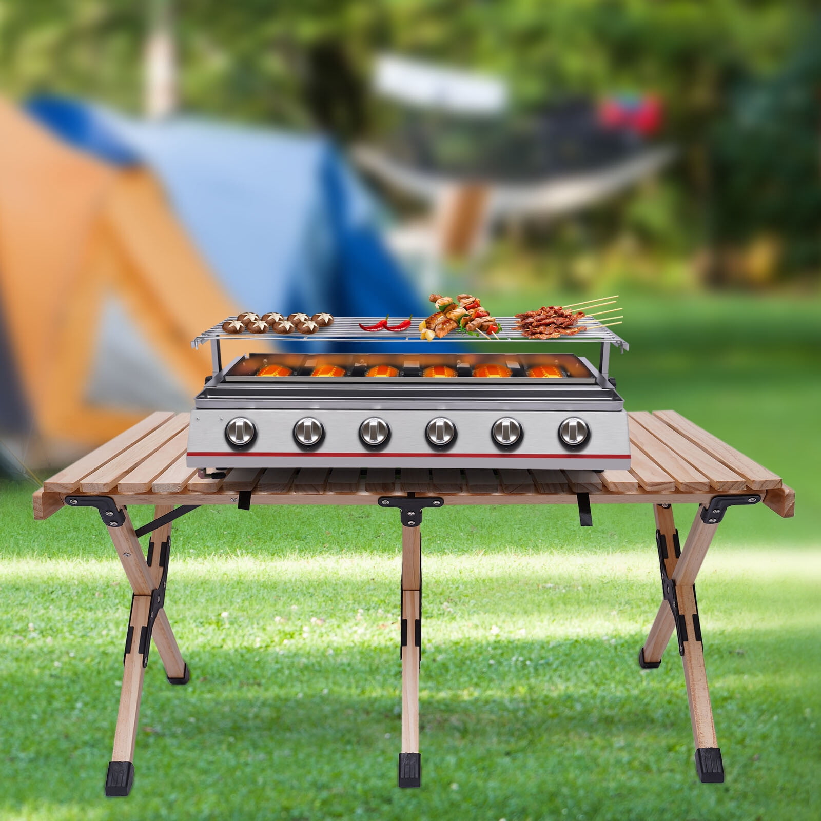6-Burner Stainless Steel BBQ Grill – Portable Cordless Gas Grill with ...