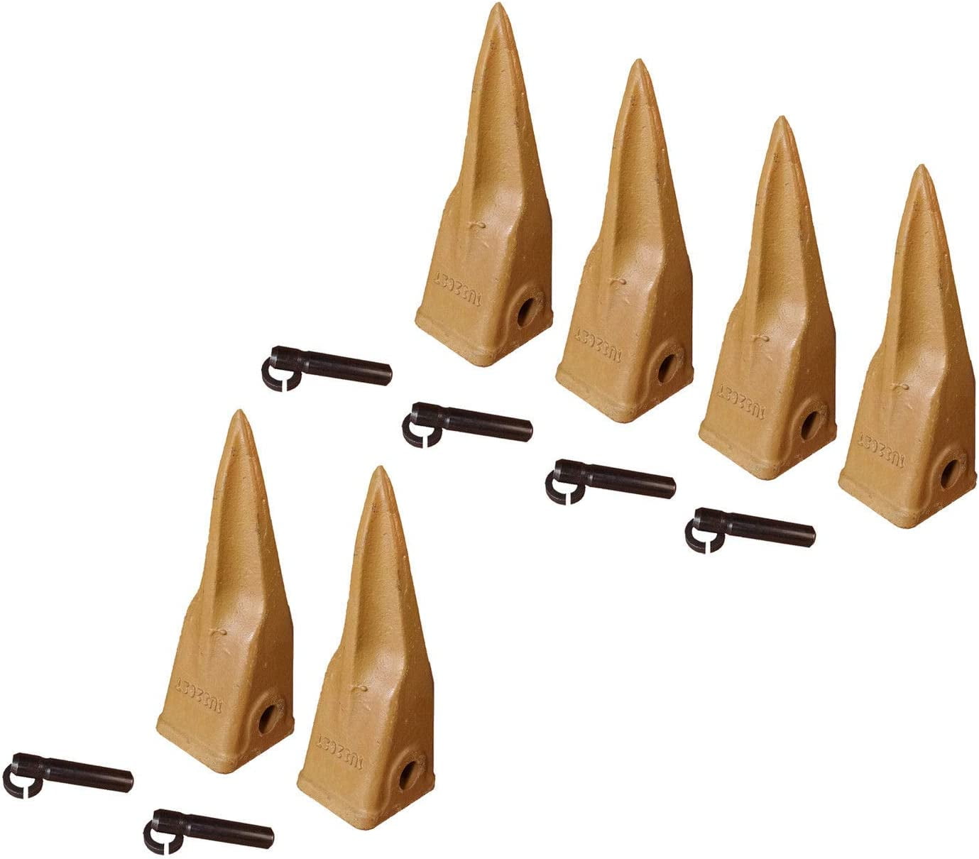 6 CAT Style Backhoe Bucket Tiger Rock Teeth w/ Pins & Retainers - 1U ...