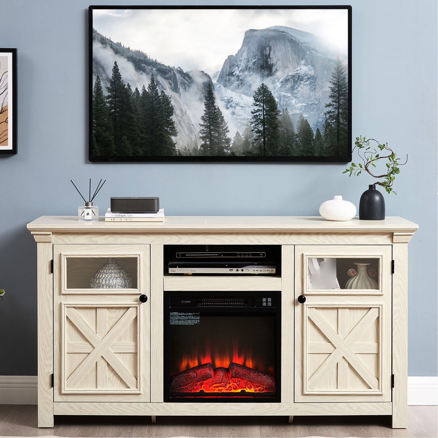 6 Cable Cutouts and Versatile Placement - A White Farmhouse Cabinet for ...