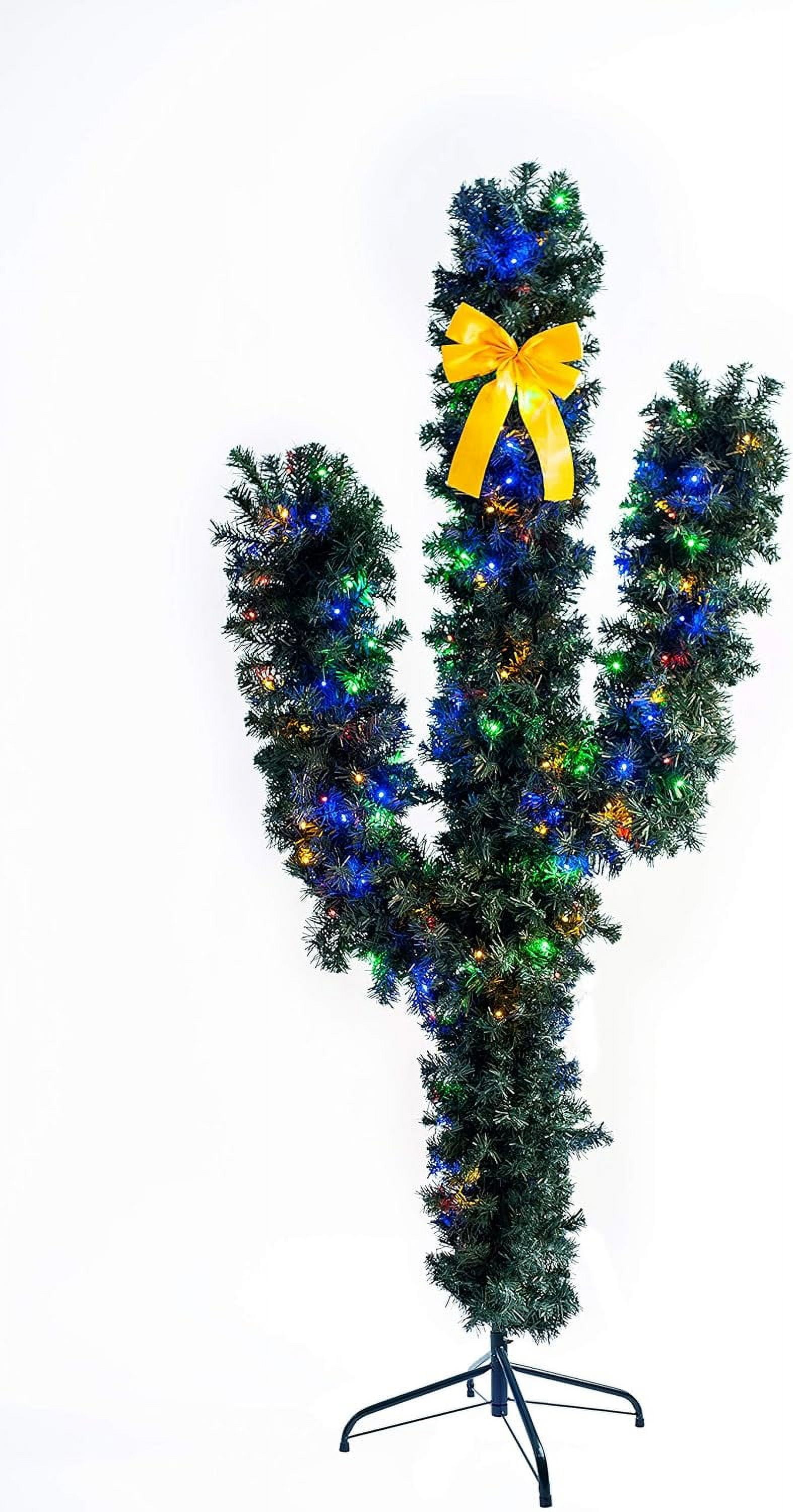 6' Cactus Christmas Tree Pre-Lit Artificial Xmas Tree w/LED Lights and ...