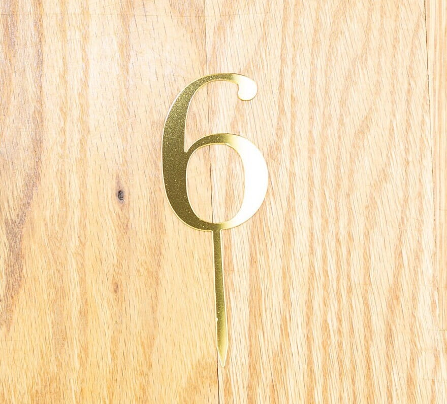 6 Cake Topper | Six | Sixth Birthday party decoration | I am six | gold ...