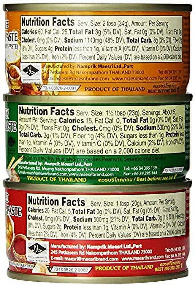 6 Can (4oz. Each) of Thai Green Red Yellow Curry Pastes Set - Walmart.com