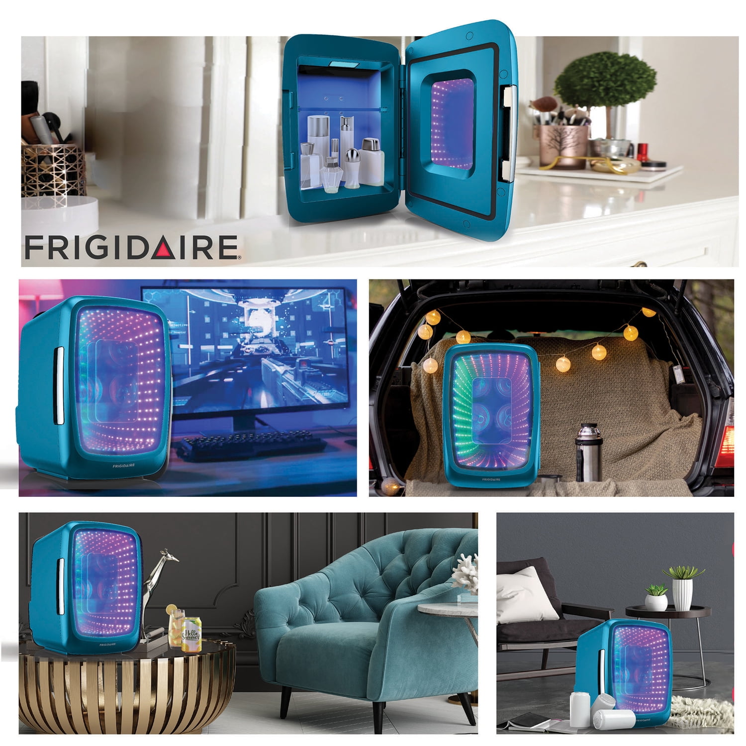 6-Can Retro Gaming Light-up Portable Beverage Mini Fridge (Blue ...