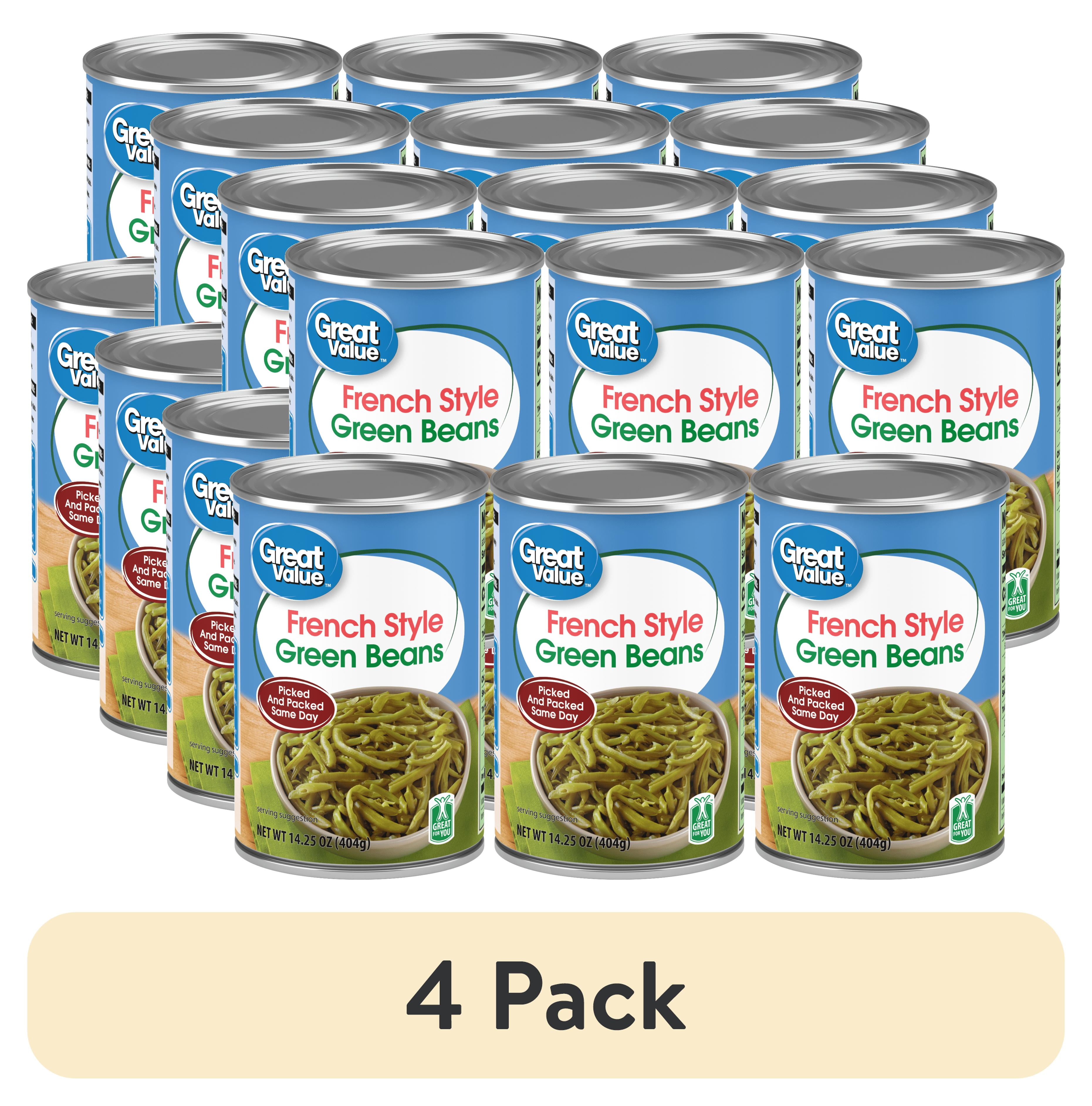 (4 pack) (6 Cans) Great Value Canned French Style Green Beans, 14.5 oz ...