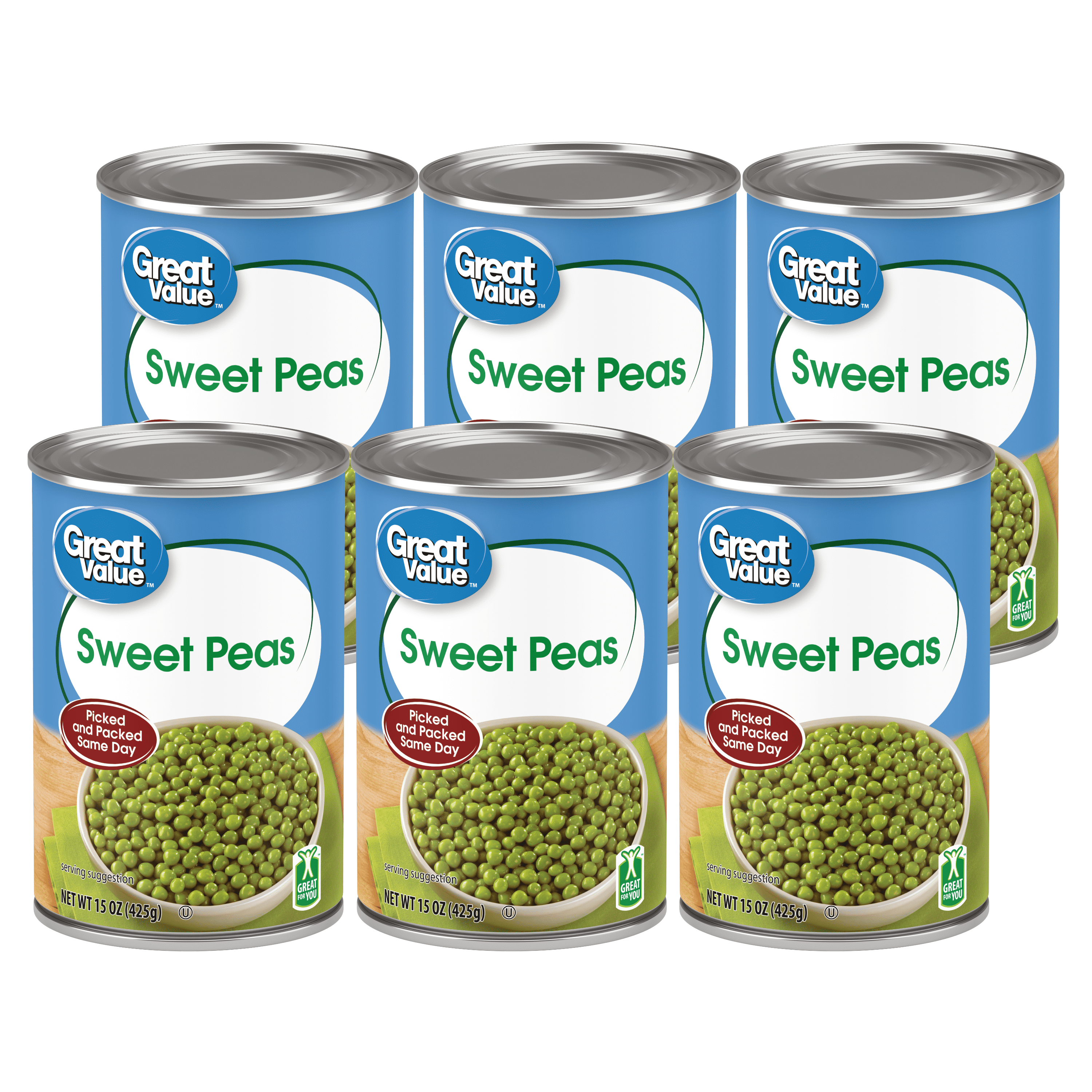 (6 Cans) Great Value Canned Sweet Peas, 15 oz - Walmart.com