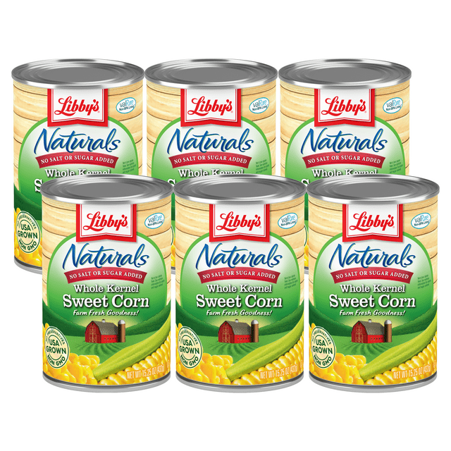 (6 Cans) Libby's Naturals Whole Kernel Corn, No Salt Added, No Sugar Added, 15.25 oz - Walmart.com