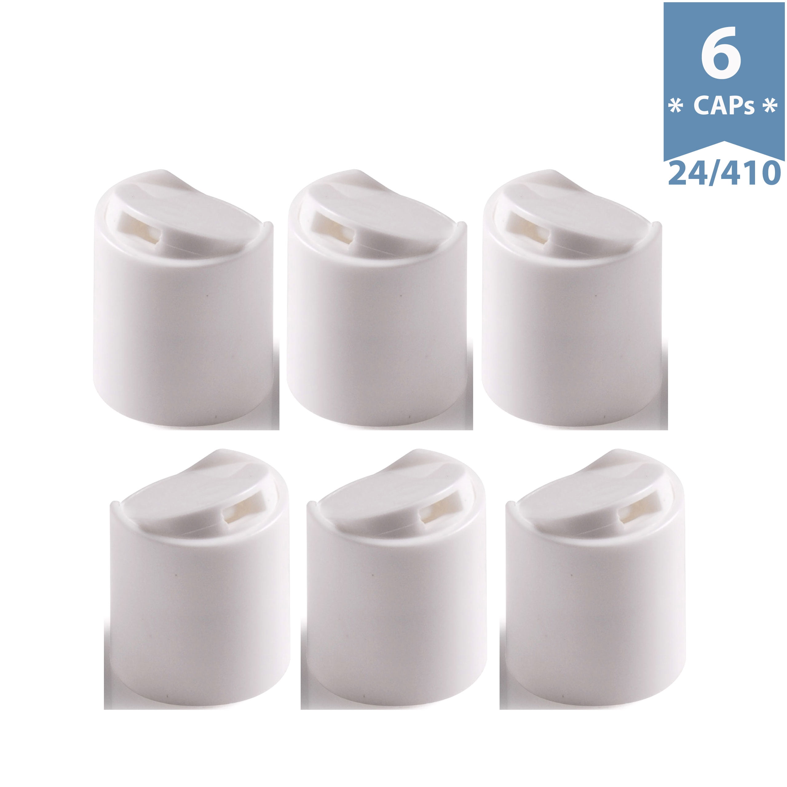 (6 Caps) Wholesale EcoJeannie 24/410 White Disc Top Caps Press Cap Dispensing Closure w/ 24mm ...