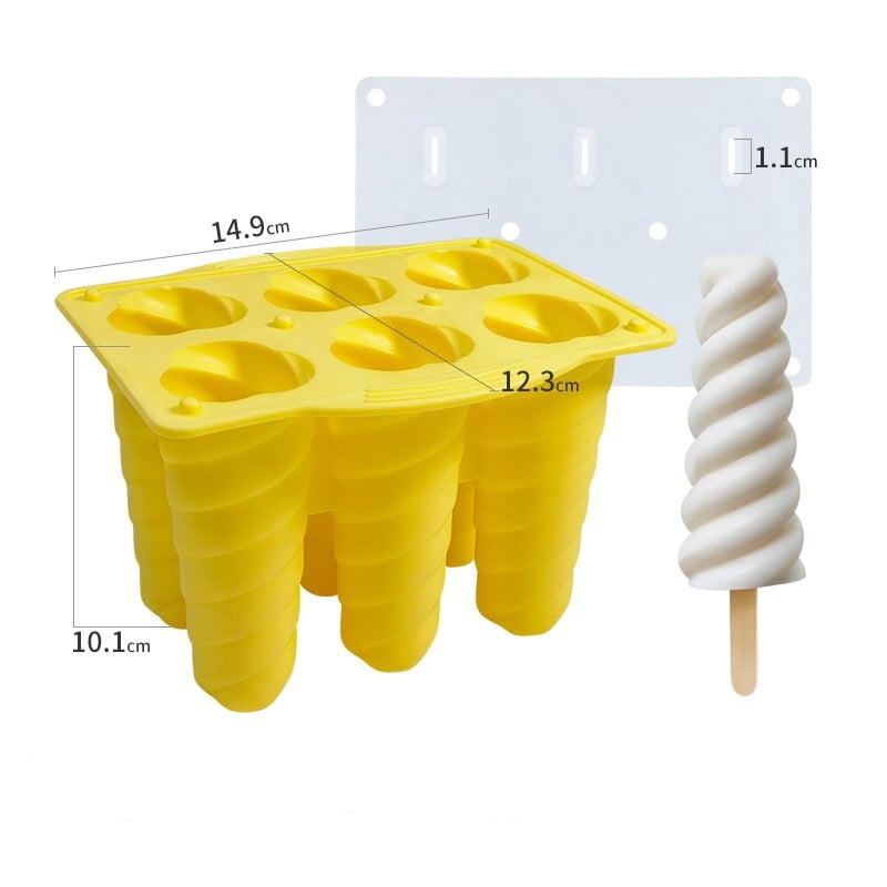 6-Carambola Spiral Silicone Ice Cream Mold - Fun DIY Ice Tray for ...
