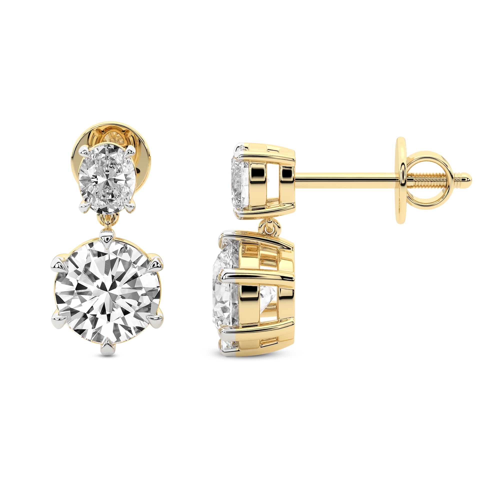 IGI Certified 6 Carat Round Shape Lab Grown Diamond Earrings | 18K ...