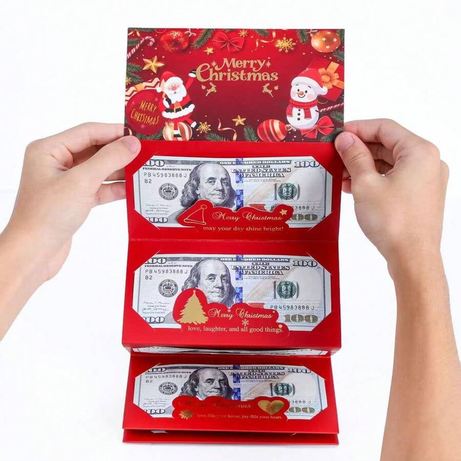 6-Card Folding, 2025 New Santa Claus Folding Red Envelope, Christmas ...